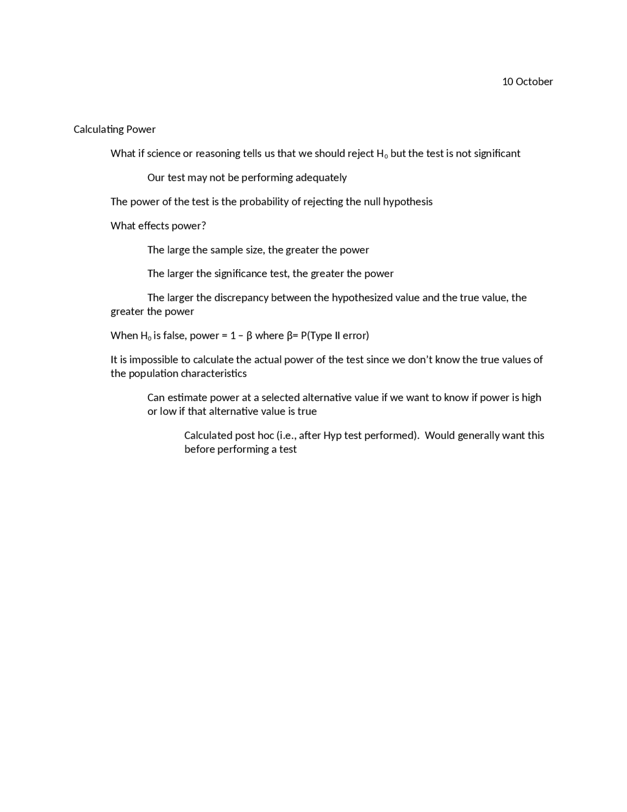 Introduction To Statistical Methods Calculating Power Stat 301 Docsity 6113