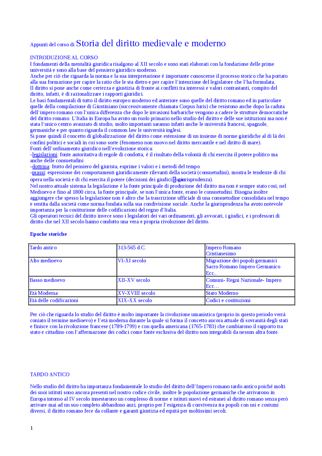 Storia Del Diritto Medioevale E Moderno Docsity