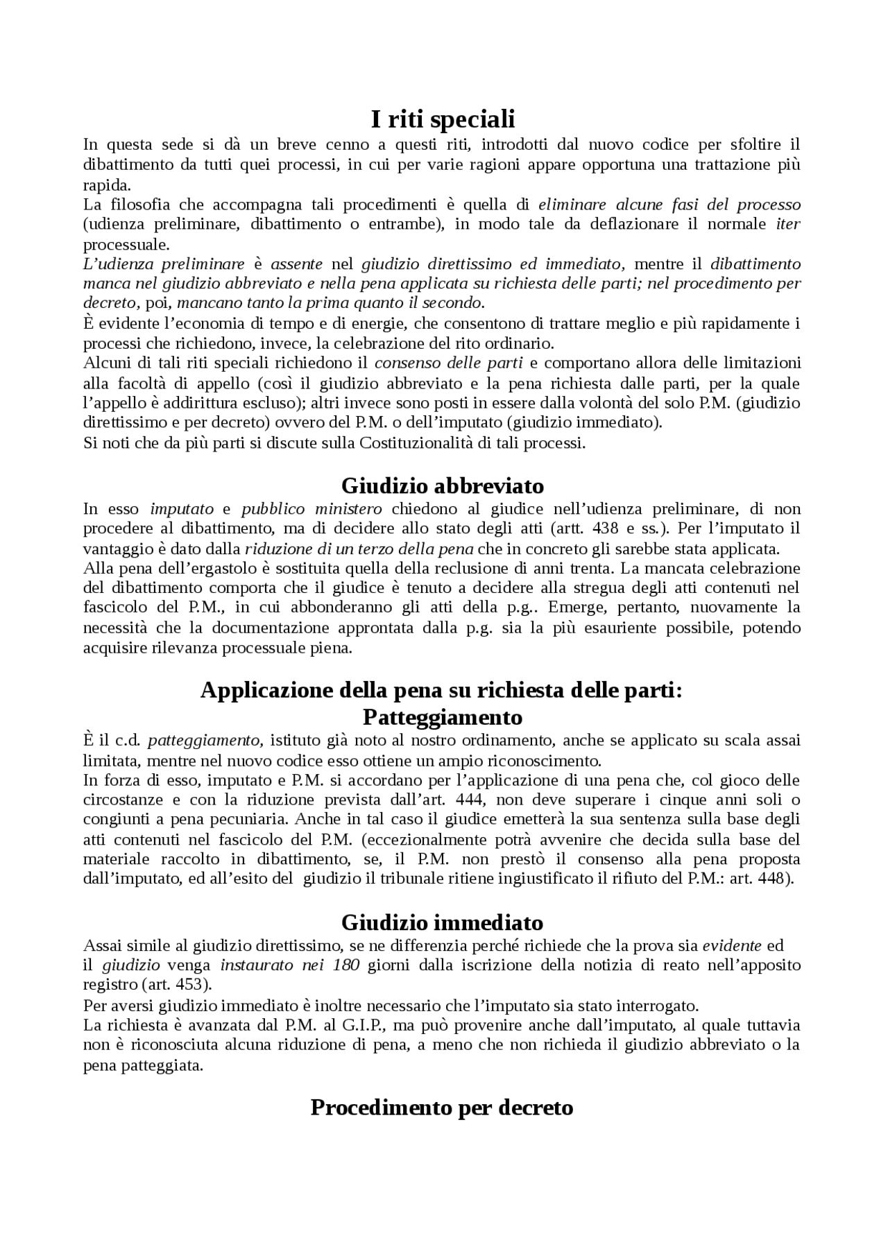 Processo Penale Riti Speciali Docsity