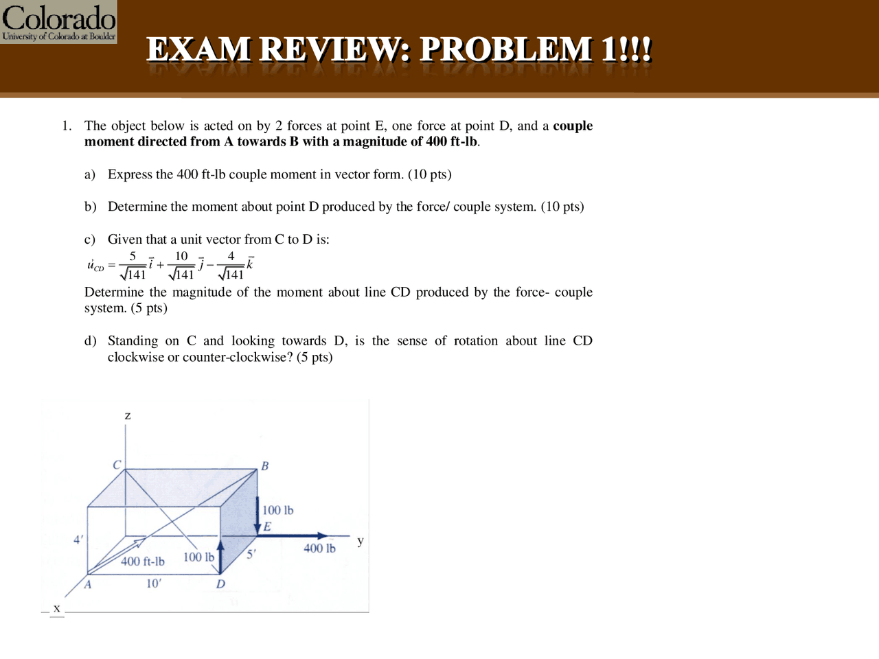 Exam Review Problems Statics And Structures Mcen 2023 Docsity