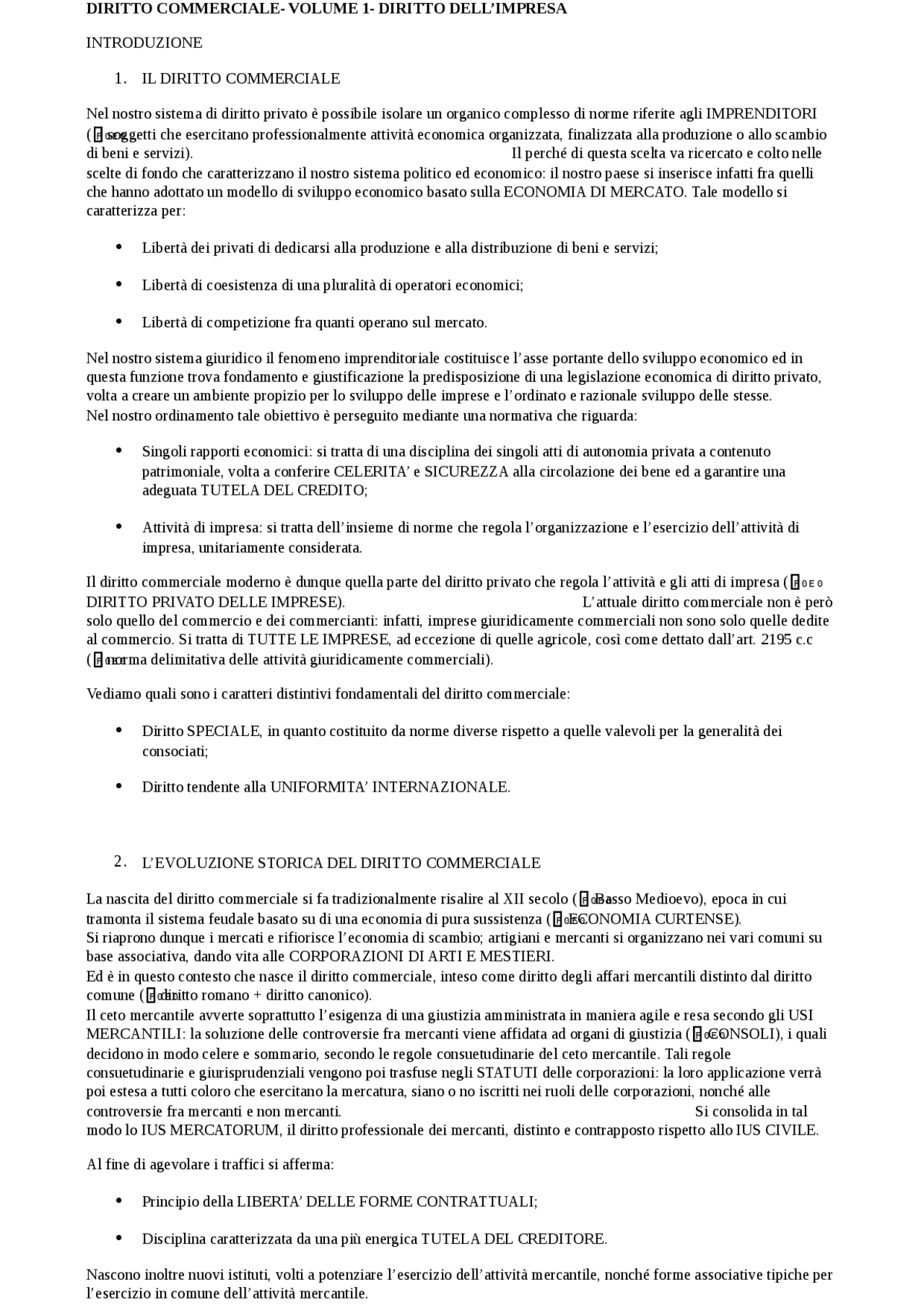 Diritto Commerciale Libro 1 Docsity