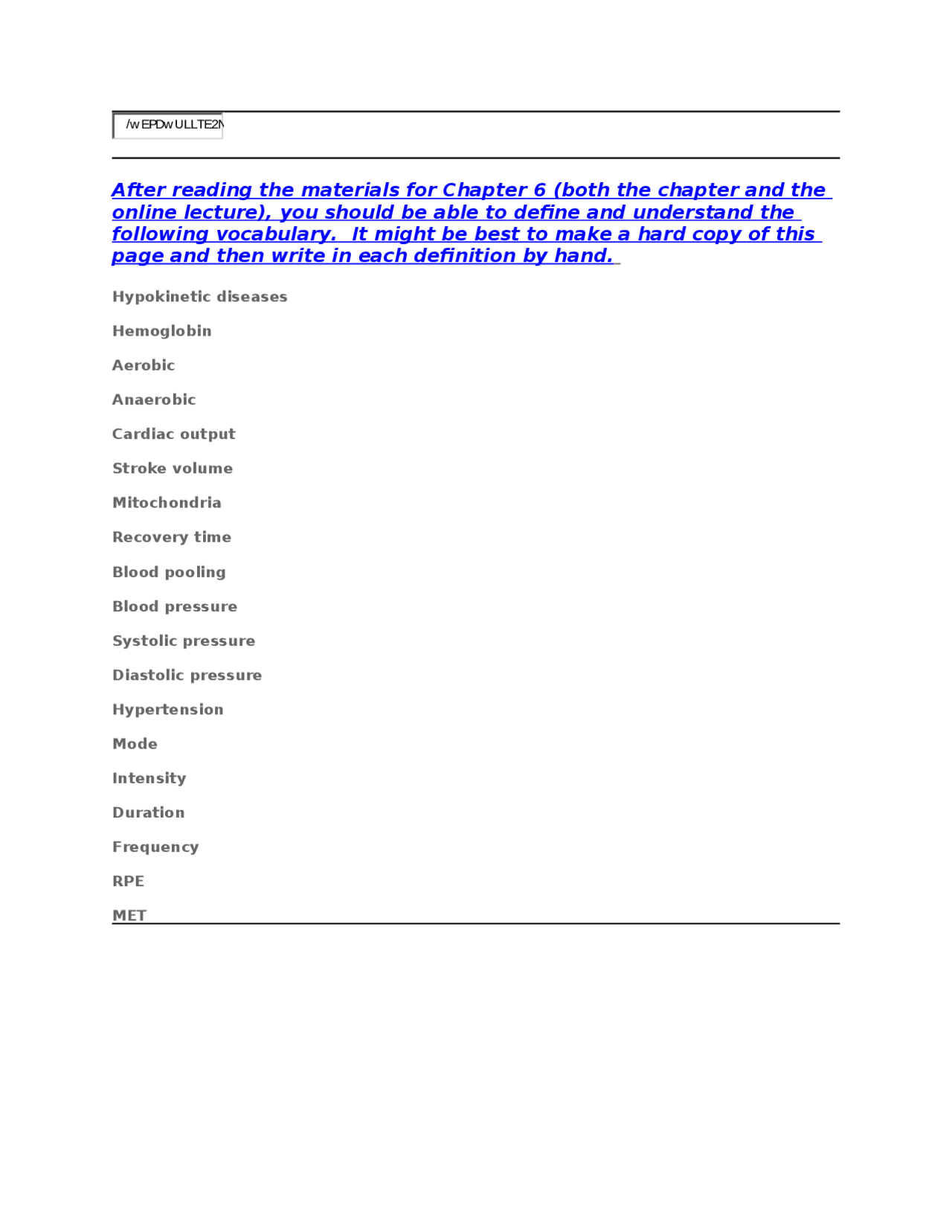 Healthy Lifestyles - Vocabulary Terms | PFHW 163 - Docsity