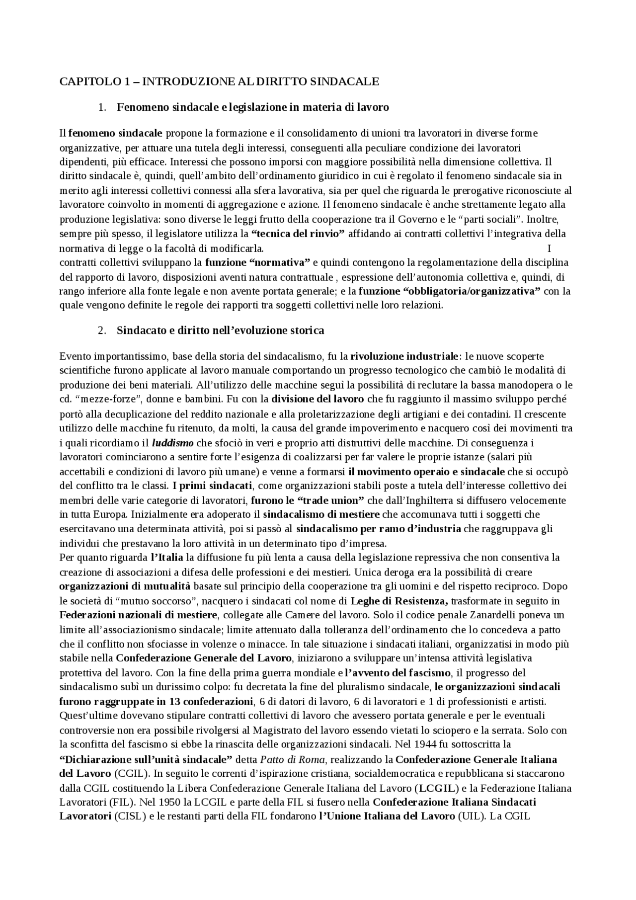Il Diritto Sindacale Docsity