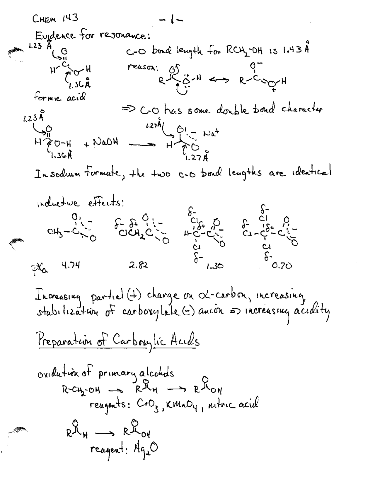 Carboxylic Acids And Ethers Lecture Notes Cem 143 Docsity
