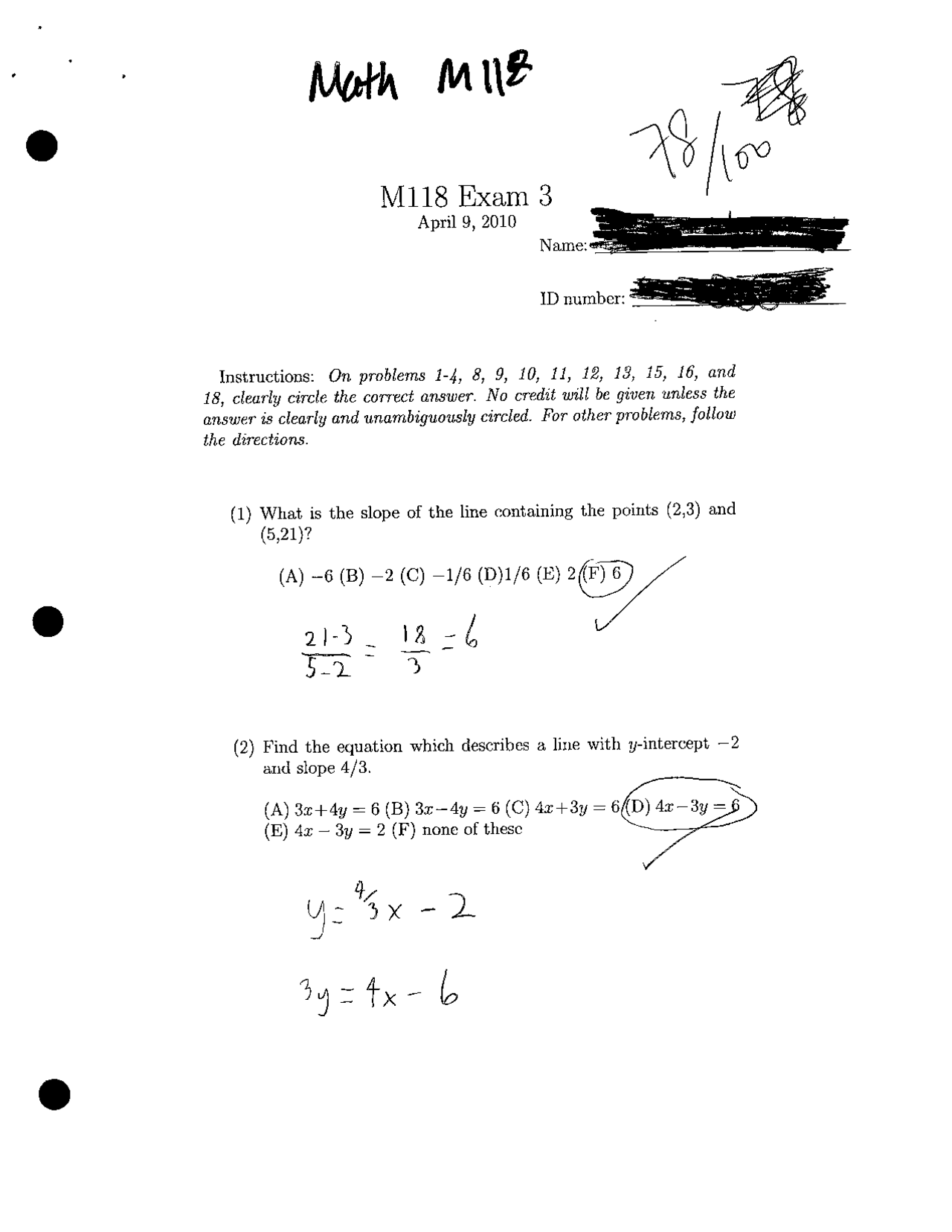Exam 3 With Solution Finite Mathematics Math Docsity