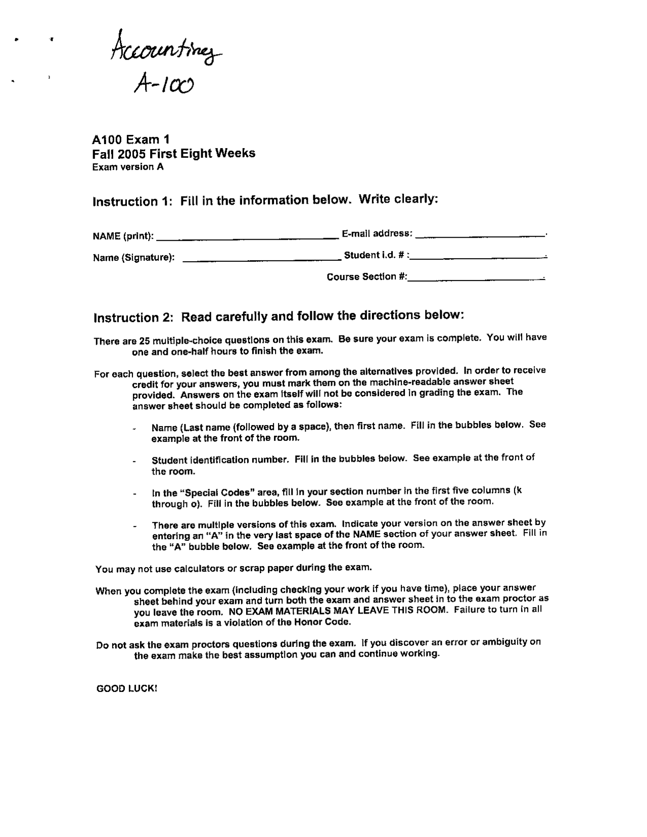 Exam 1 Solution Basic Accounting Skills Bus Docsity