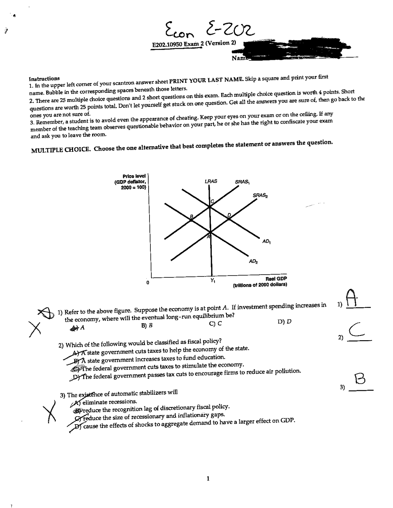 Practice Exam 2 Solution Introduction To Microeconomics Econ Docsity