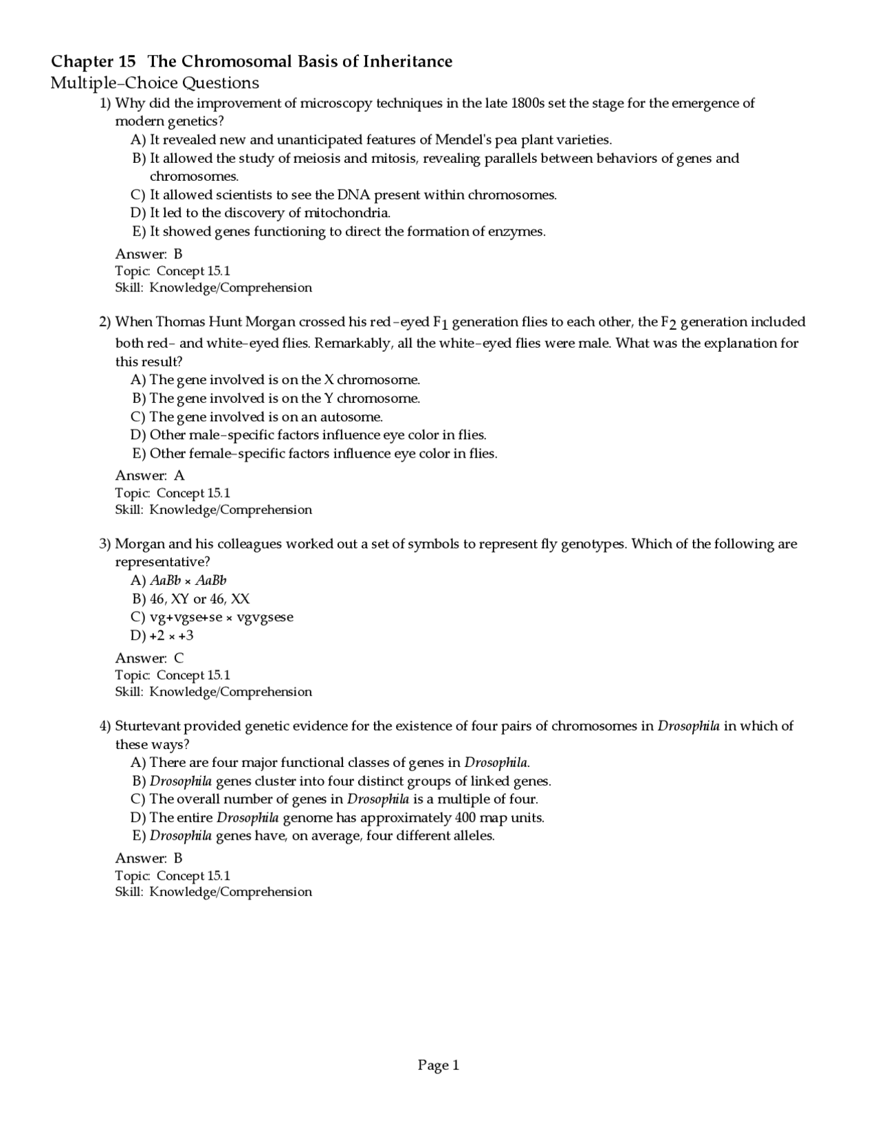 The Chromosomal Basis Of Inheritance Cell Biology Biol 127 Docsity