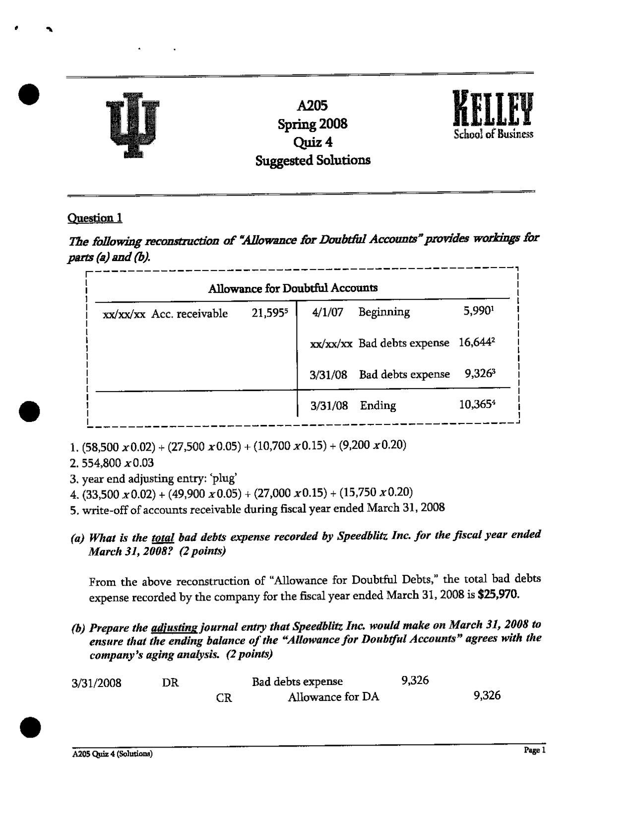 Quiz 4 With Suggest Solution For Introduction To Financial Accounting