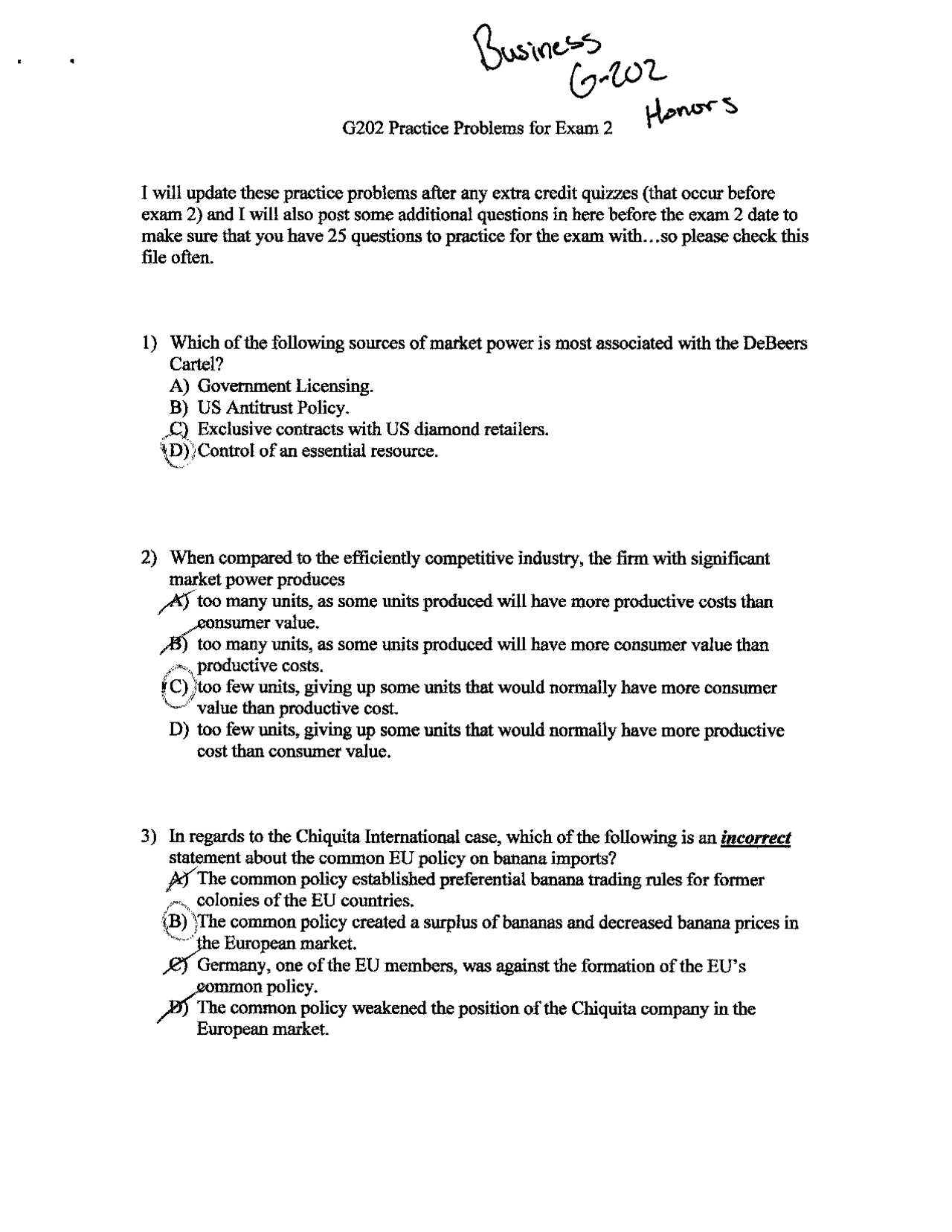 Practice Problems For Exam Ii Corporate Social Strategy Bus Docsity