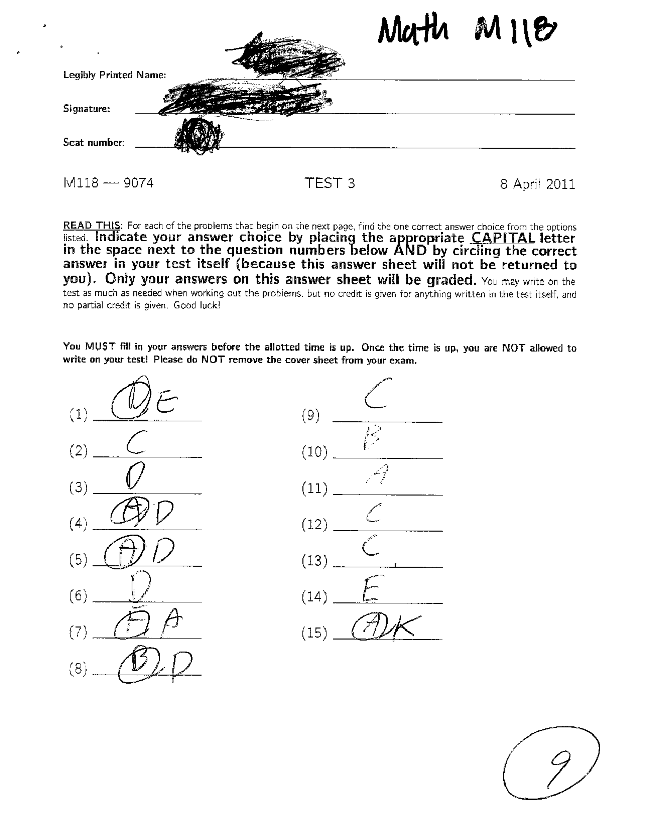 Solution For Exam 3 Finite Mathematics Math Docsity