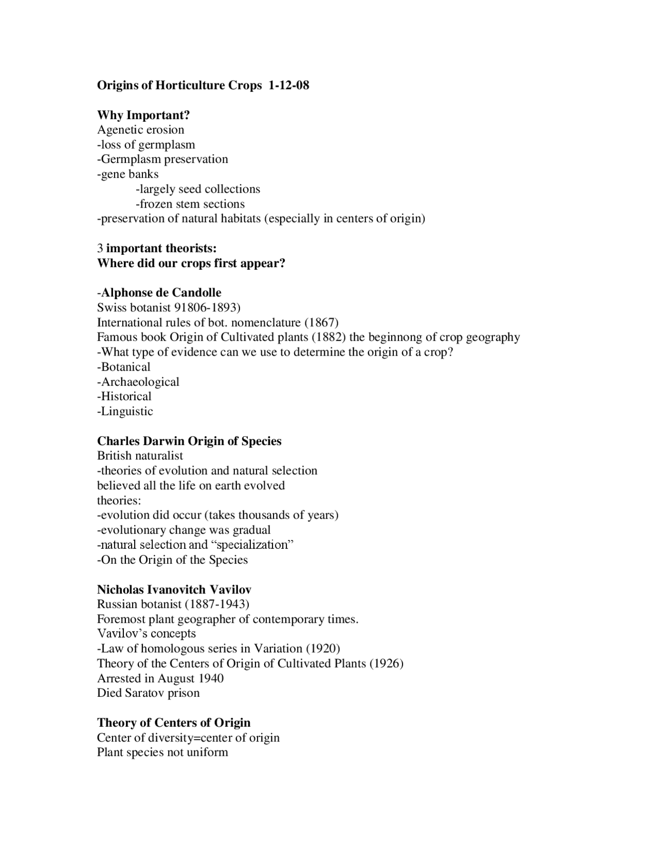 Lecture Notes On Origins Of Horticulture Crops Hort 2000 Docsity