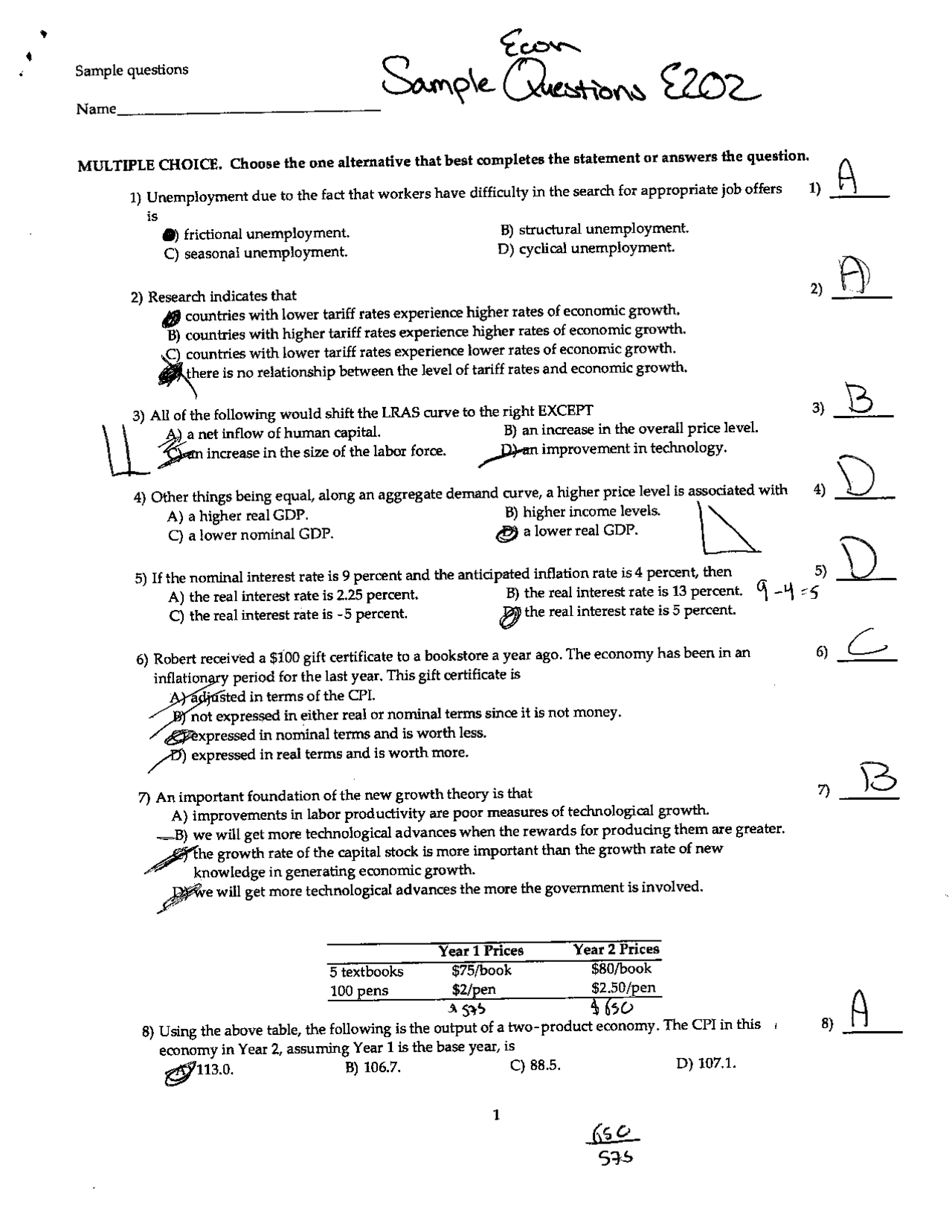 Sample Questions With Solution Introduction To Microeconomics Econ