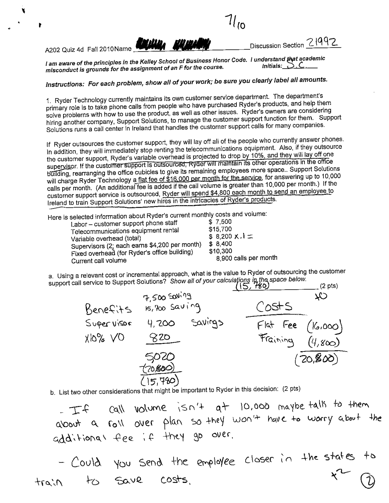 4 Solved Questions In Introduction To Managerial Accounting Quiz 4