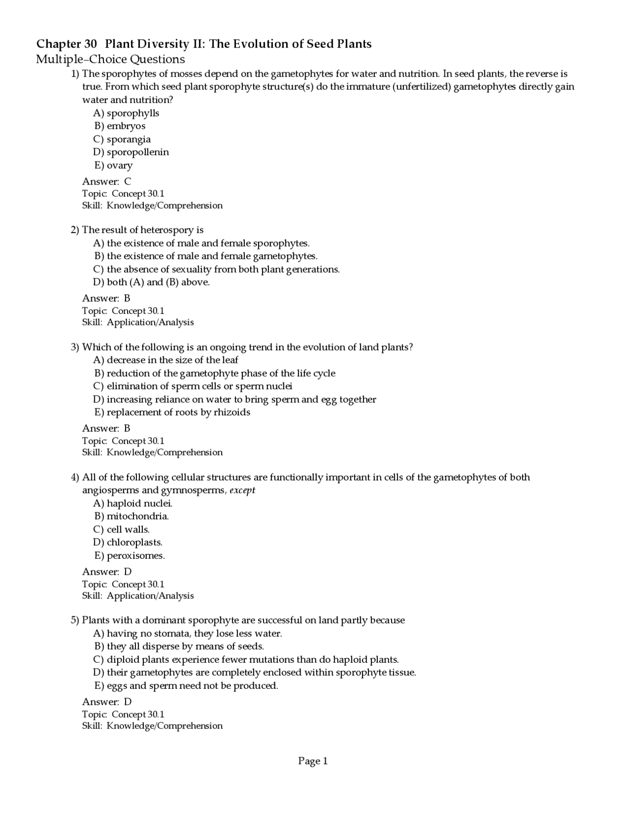 Plant Diversity II: The Evolution of Seed Plants Practice Questions ...