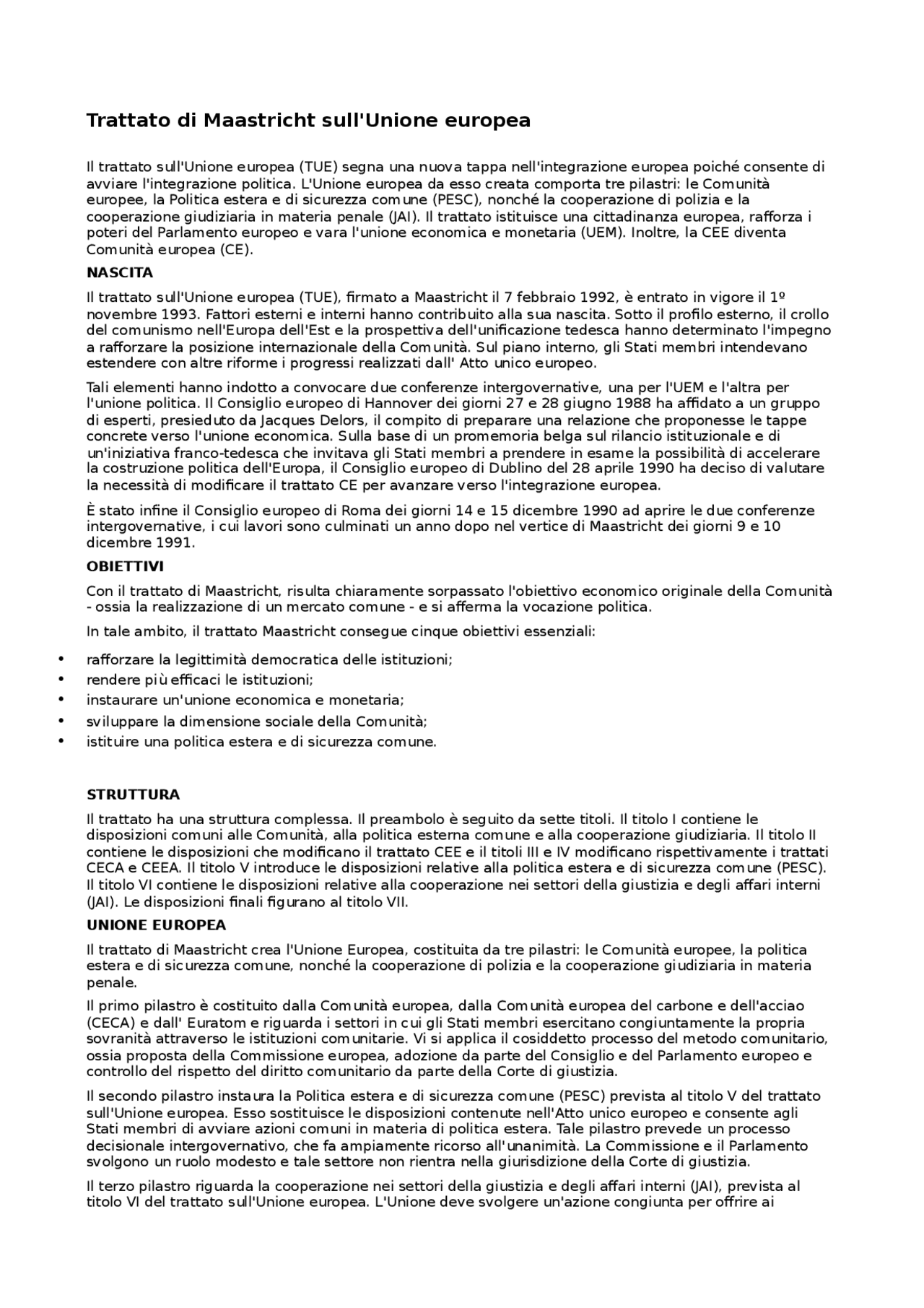Trattato Di Maastricht Docsity