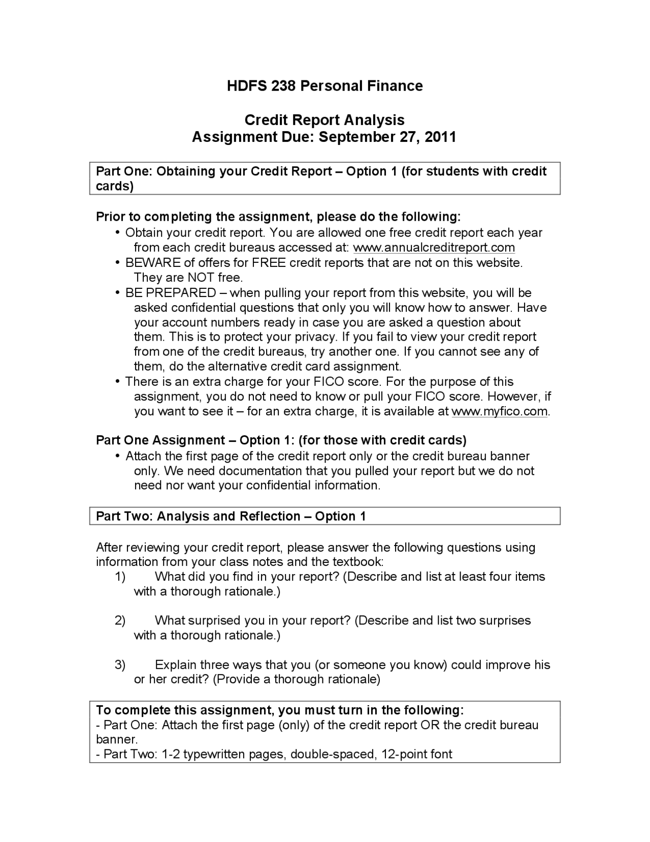 Personal Finance - Analysis and Reflection, Assignment 2 | HDFS 238 ...