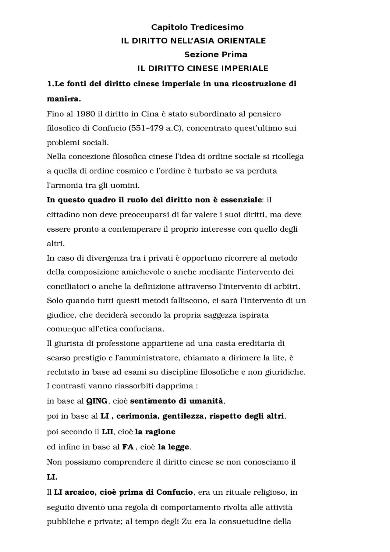 Le fonti del diritto cinese imperiale: nozioni riepilogative - Docsity