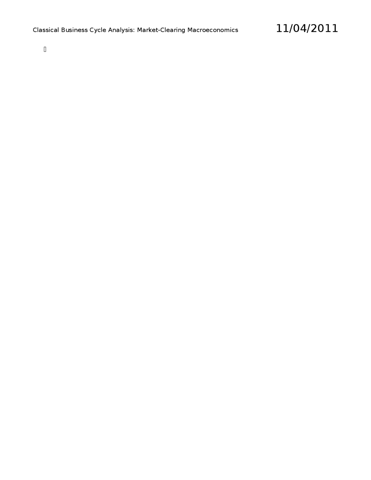 Classical Business Cycle Analysis Market Clearing Macroeconomics Ec