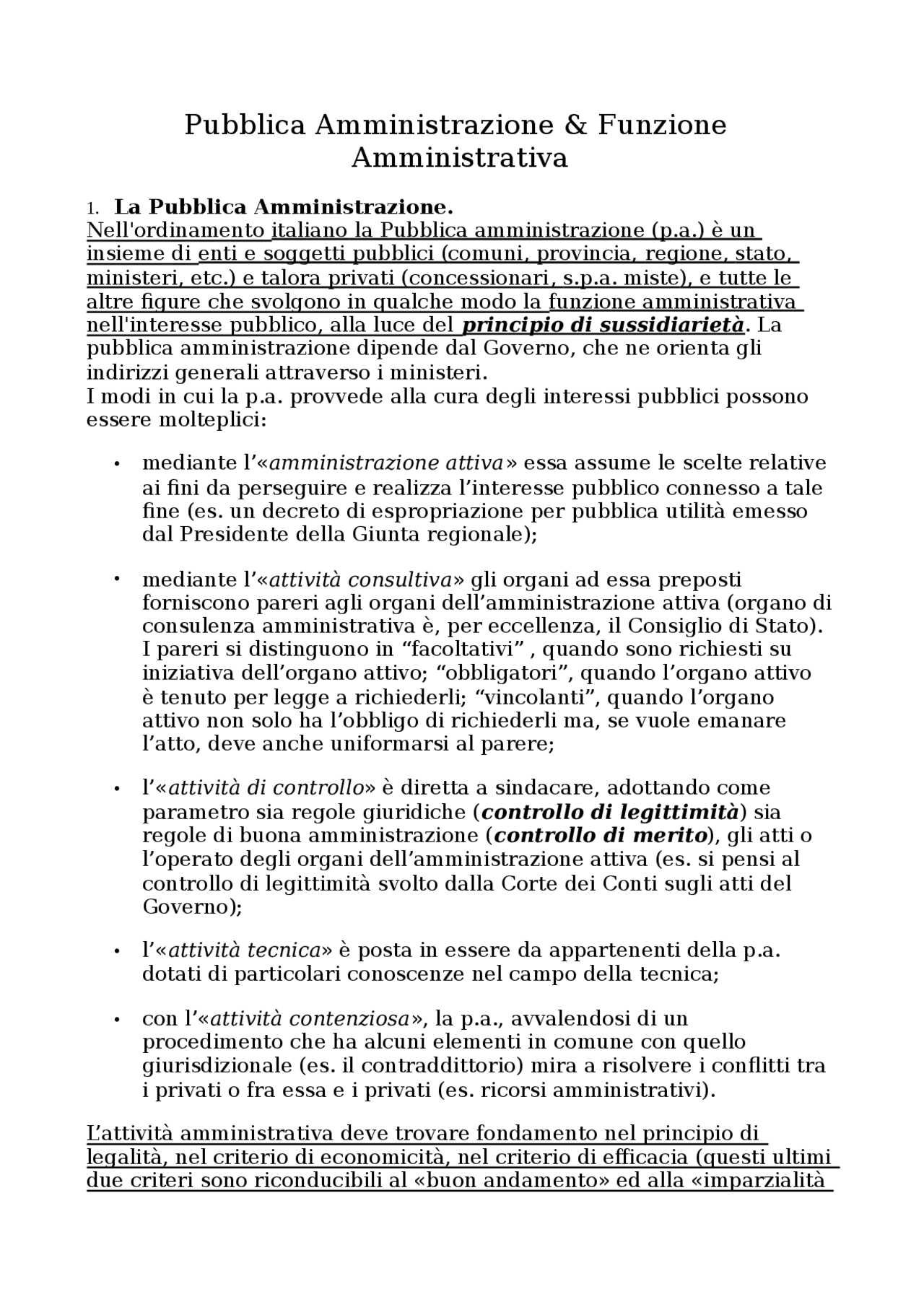 Pubblica Amministrazione Docsity