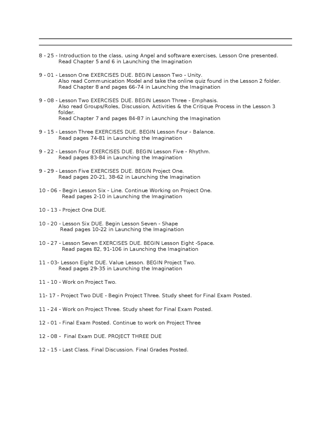 Course Outline For Design And Communication Arts 102 Docsity