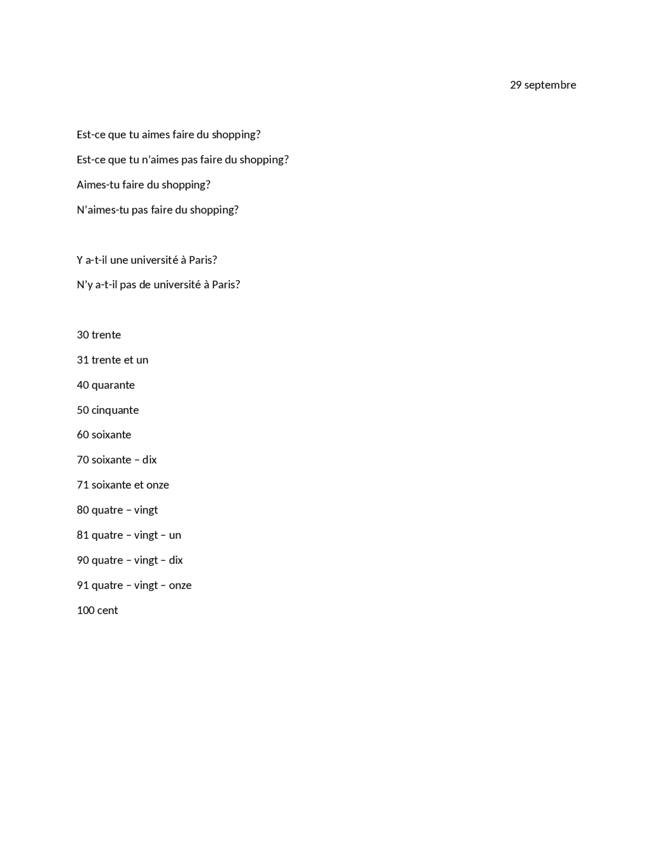 Préférences shopping et universités à Paris : questionnaire - Prof ...