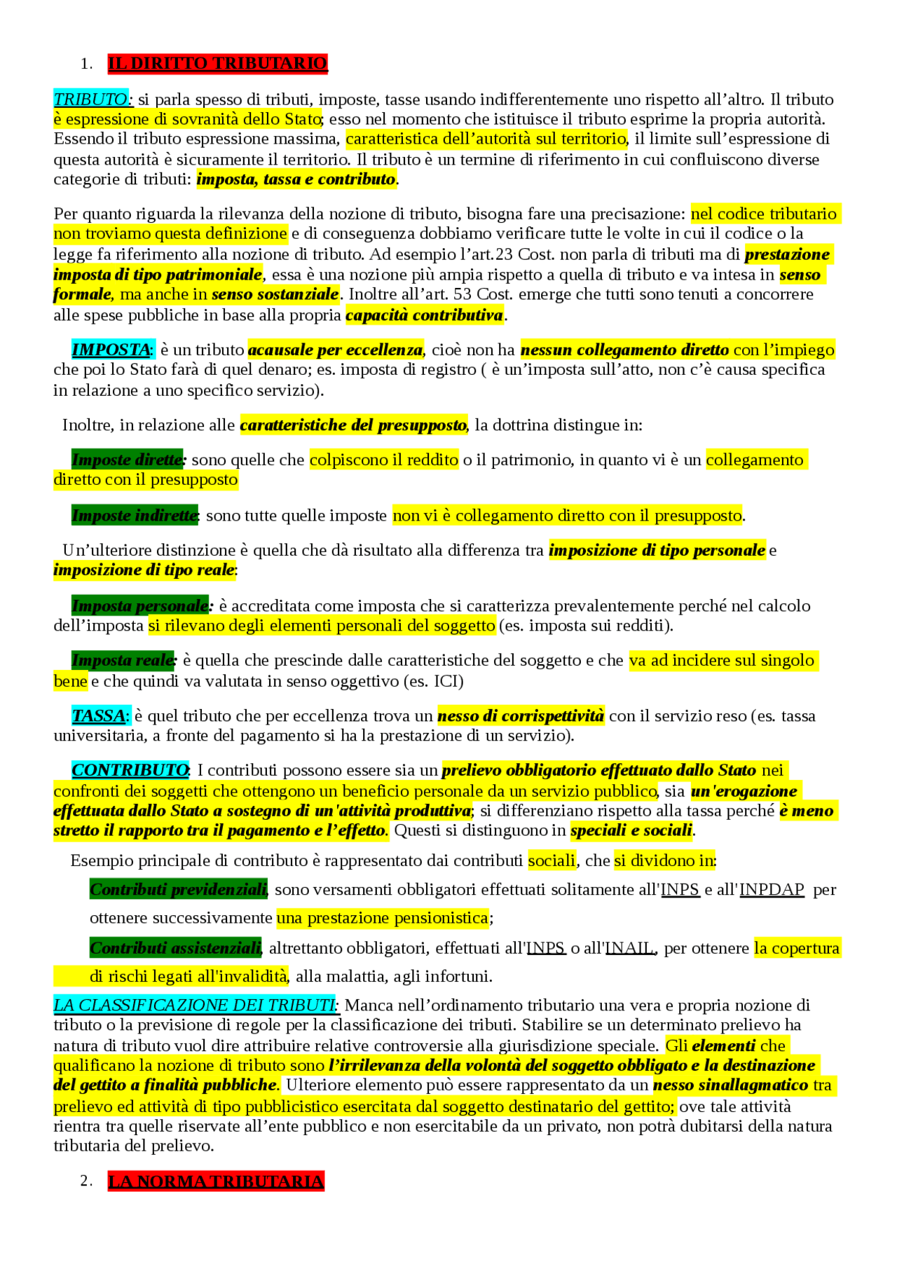 Diritto Tributario Docsity
