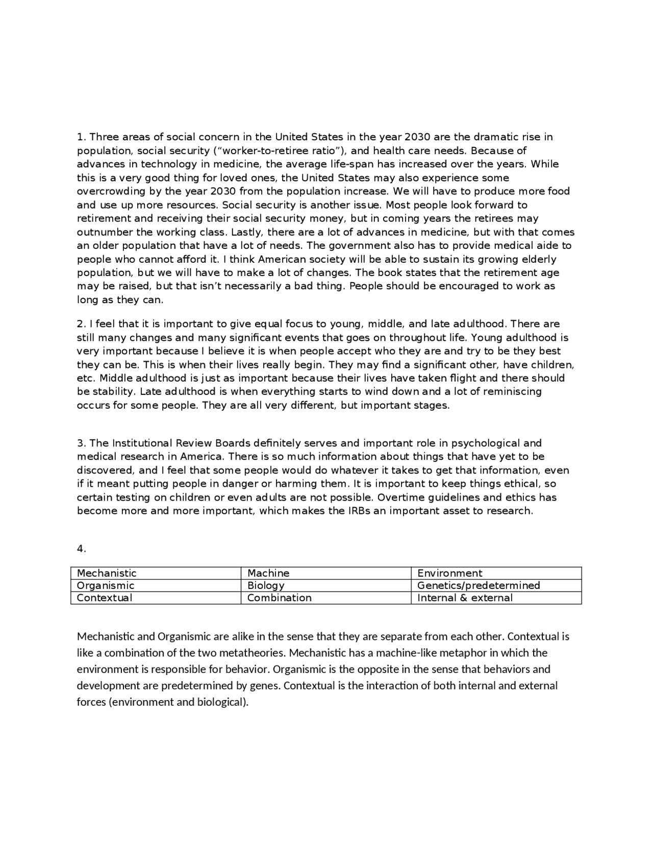 Human Development Ii Practice Questions Hd 2004 Docsity