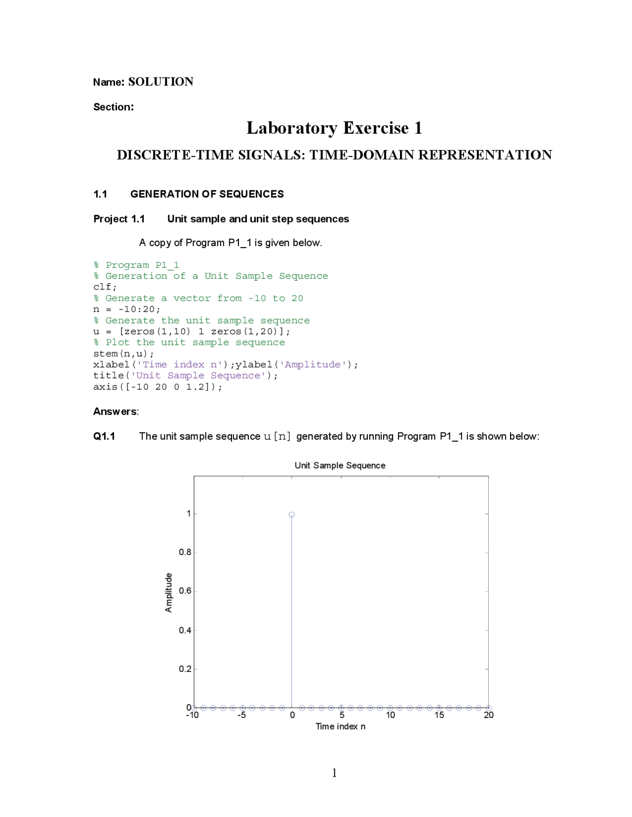 Solutions for Laboratory Exercise 1 - Lecture Notes | | Study notes ...