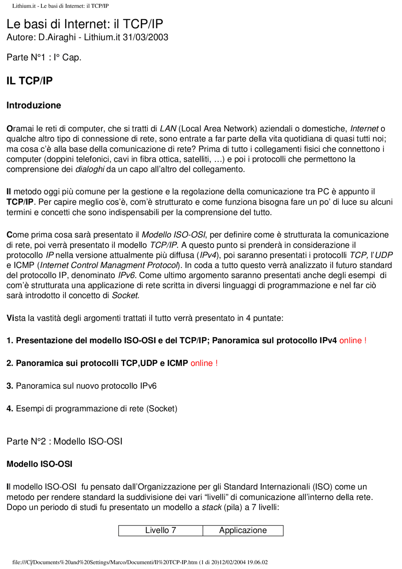 Org Guida Ita Reti Locali E Tcp Ip By Ale8 Docsity
