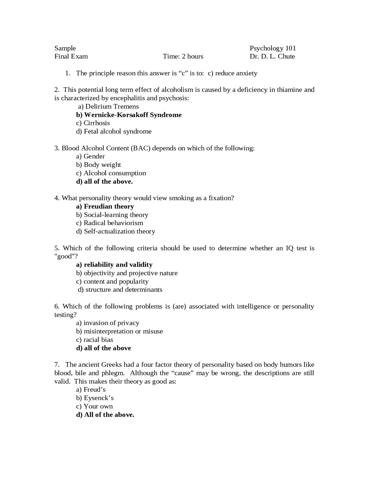 General Psychology I Final Paper Psy 101 Docsity