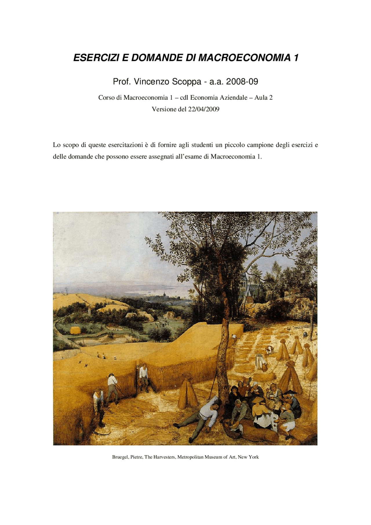 Esercitazioni Macroeconomia 1 Docsity