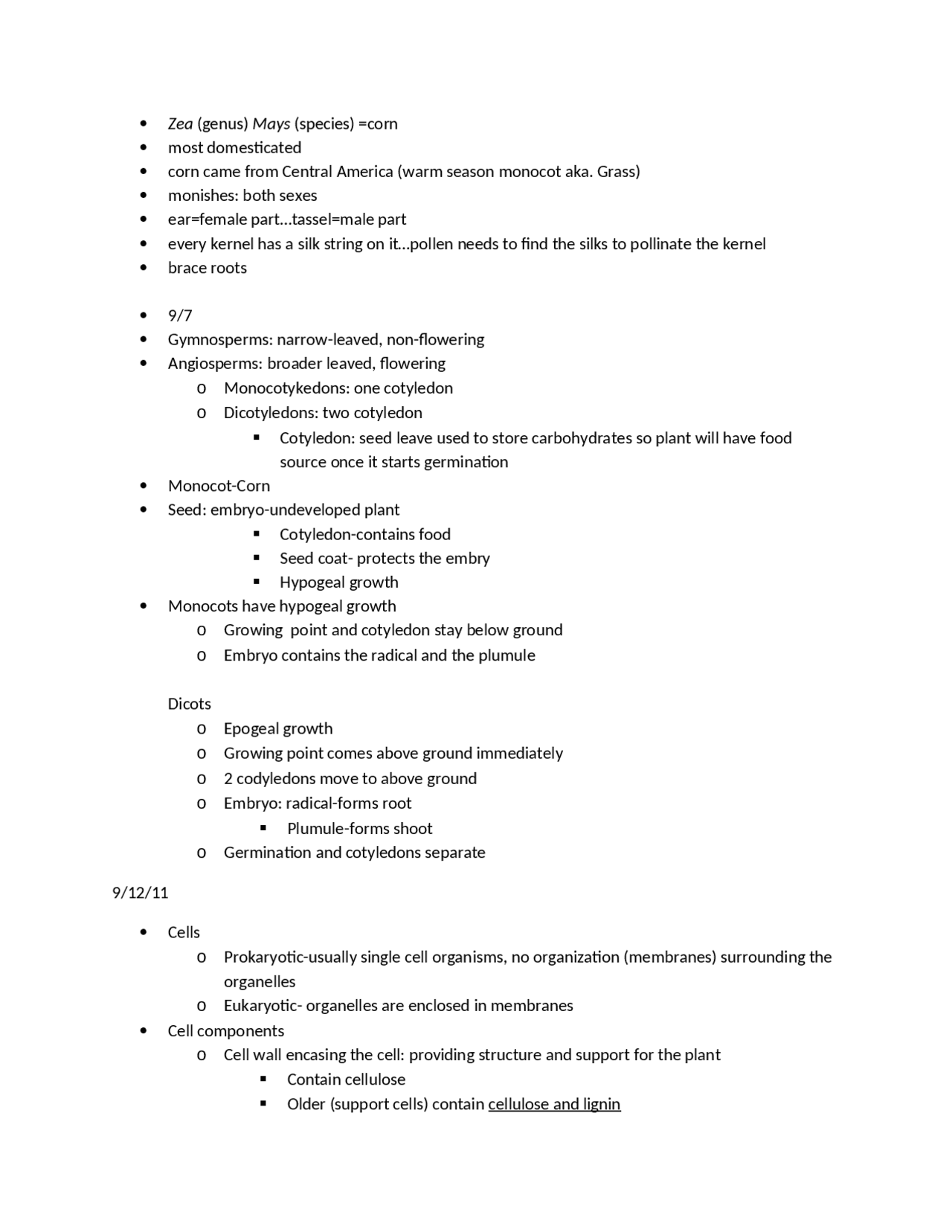Notes For Exam 1 Introduction To Crop Science Plsc 101 Docsity