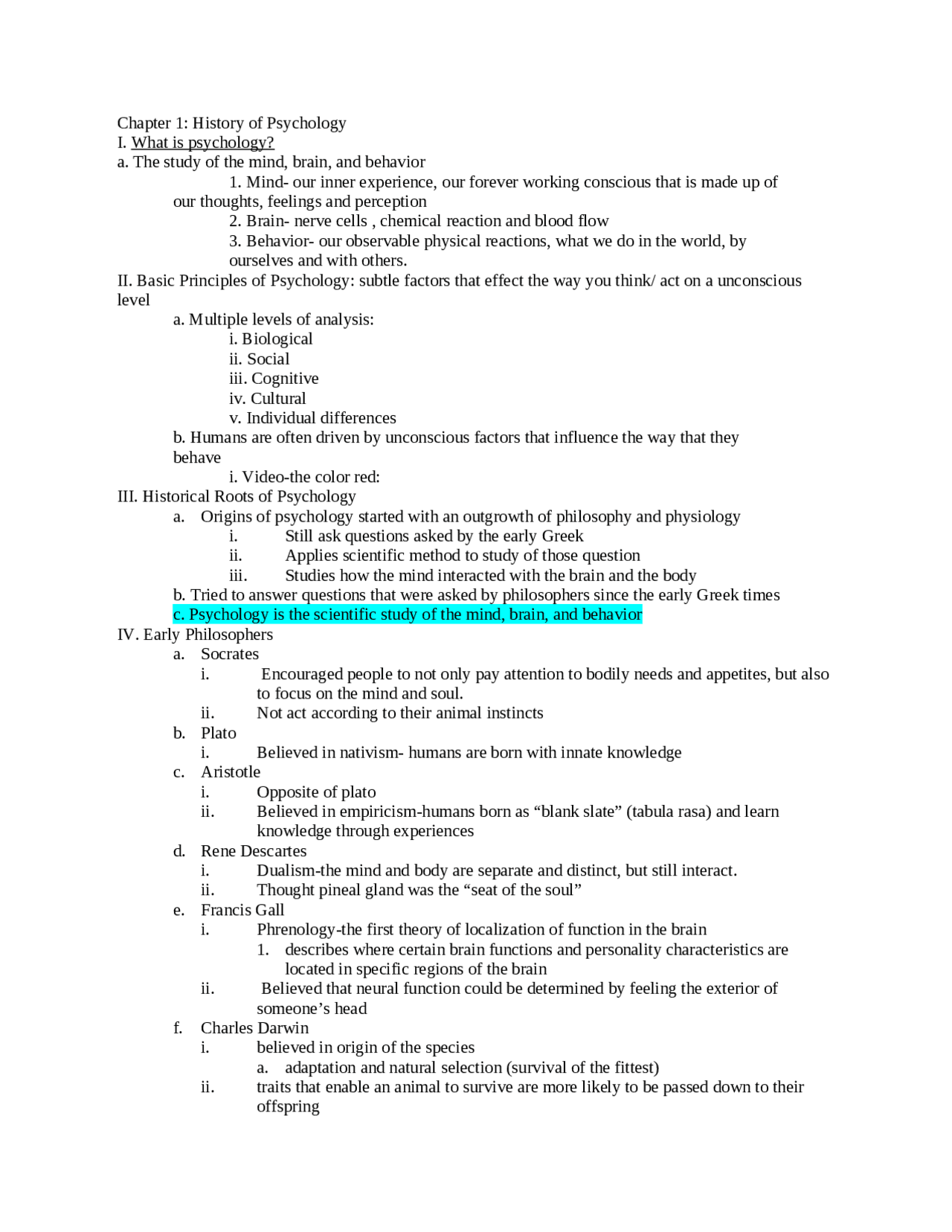 History of Psychology - Introductory Psychology | PSY 101 - Docsity