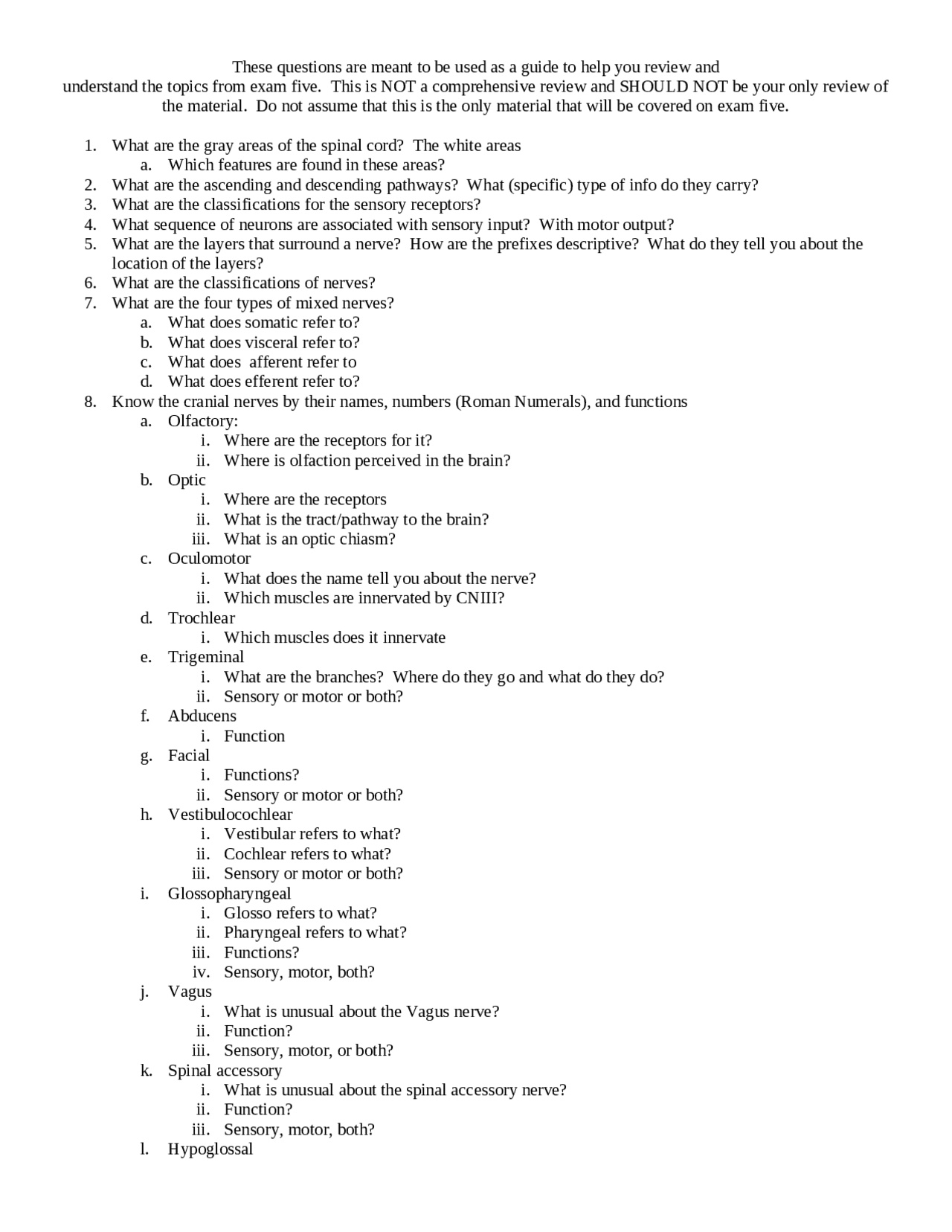 39 Questions Exam 4 Human Physiology And Anatomy I Bsc 18100 Docsity