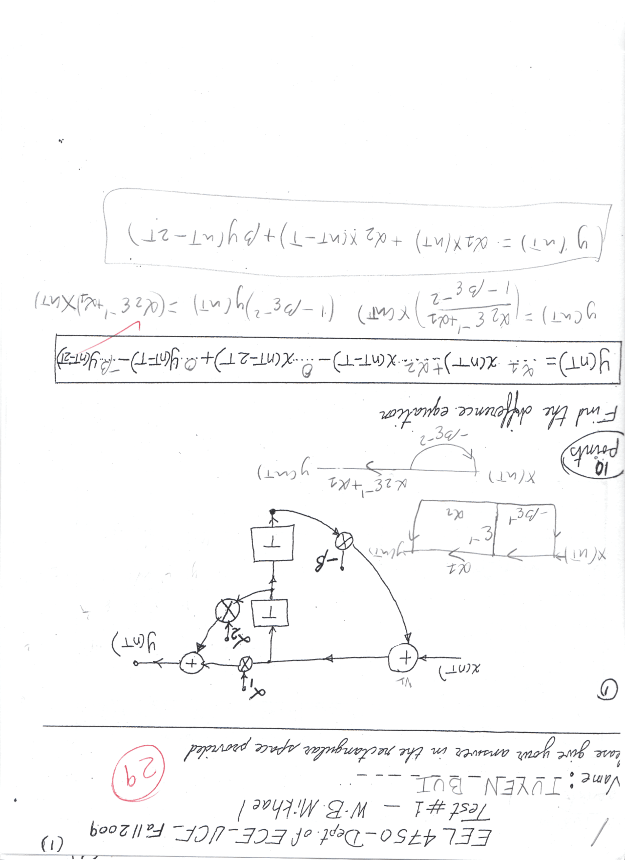 Test I Solutions For Digital Signal Processing Fundamentals Eel 4750