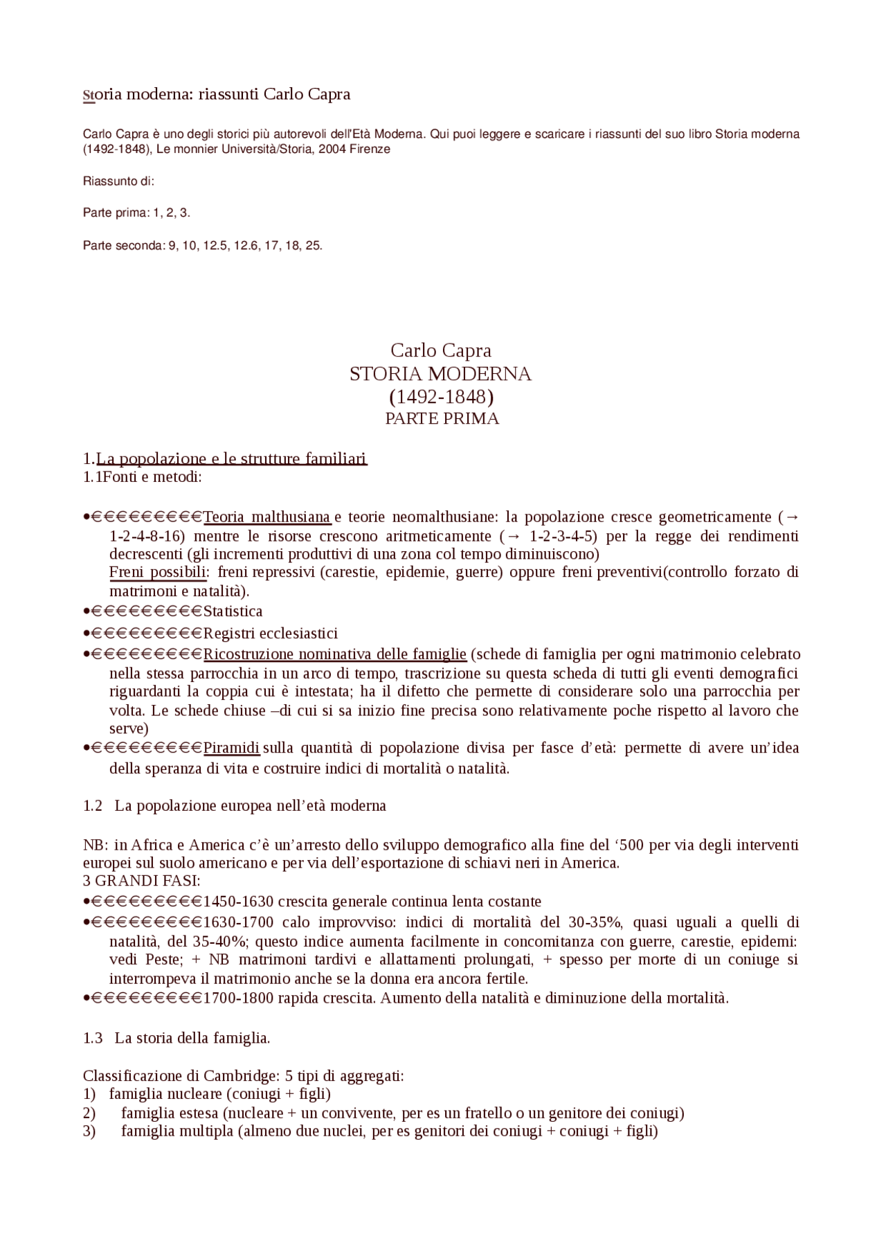 Storia Moderna Docsity
