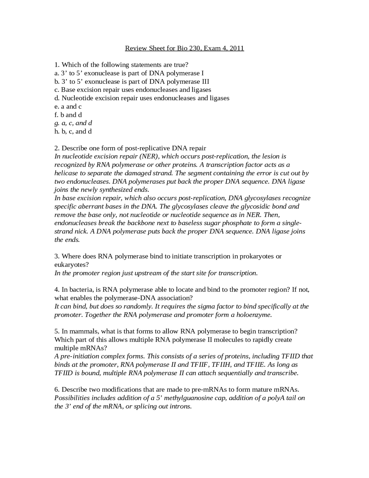 The Biology of the Living Cell - Review Sheet ,2011 | BIOL 23000 - Docsity