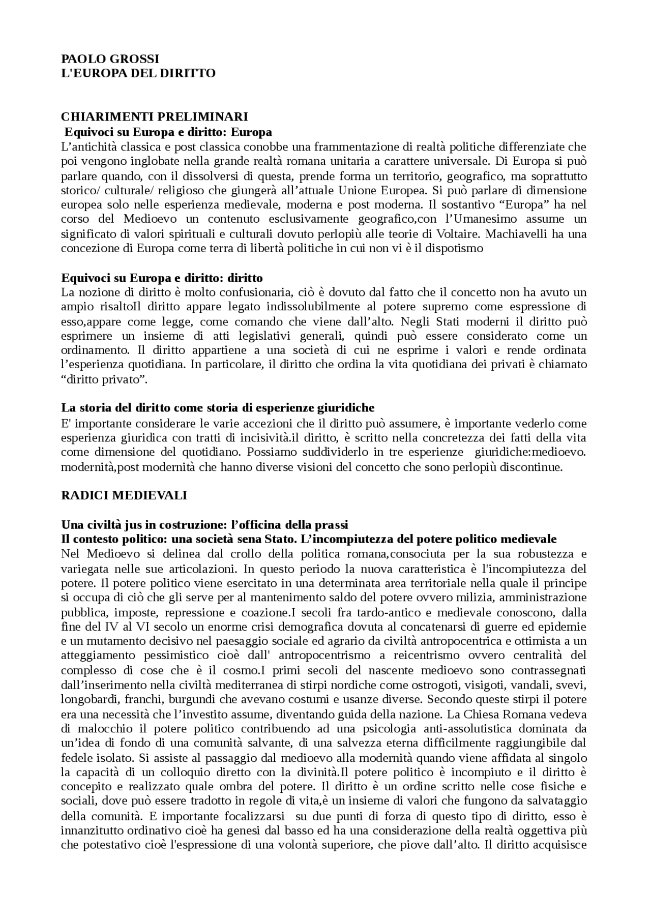 Riassunto Grossi Docsity