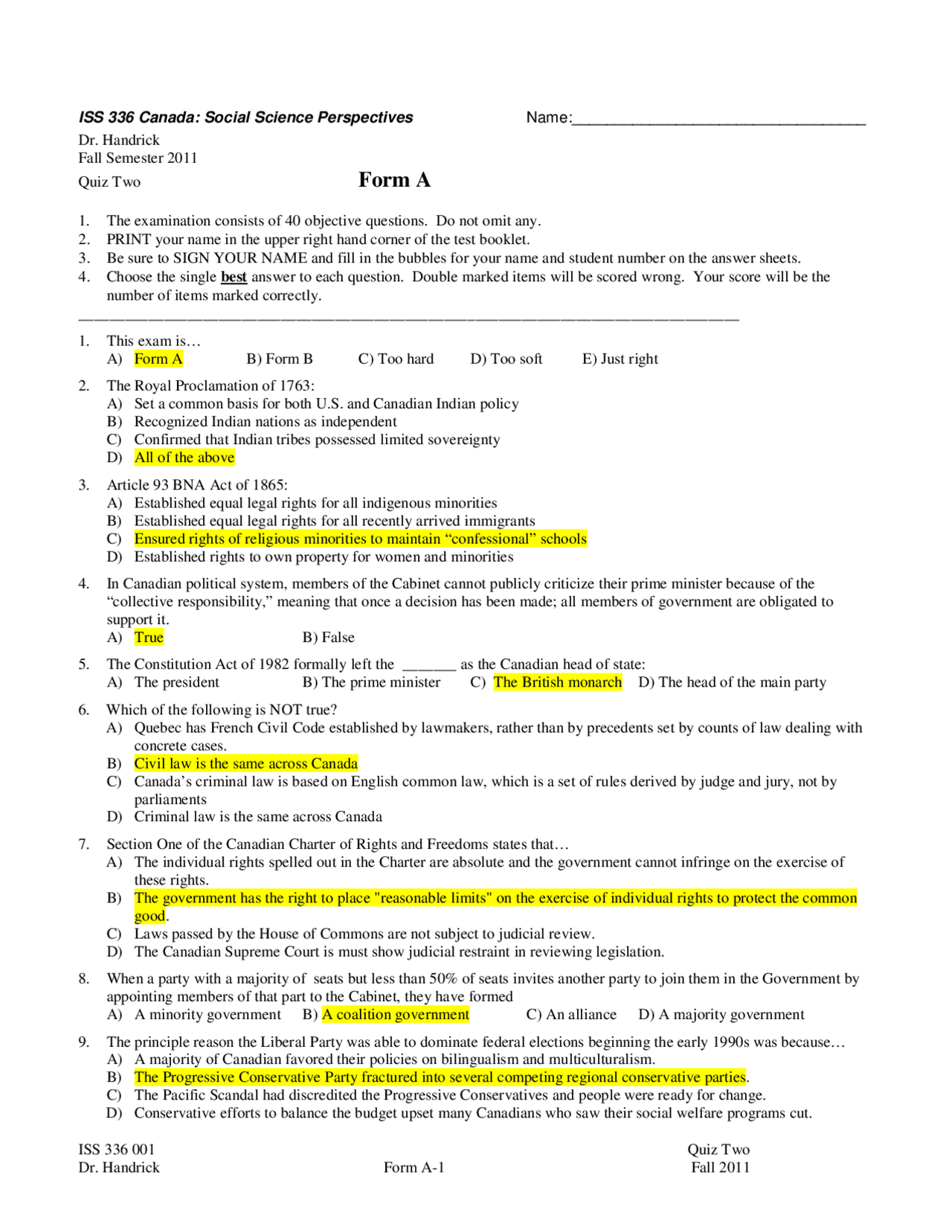 40 Solved Questions on Canada: Social Science Perspectives - Quiz 2 | ISS 336 | Quizzes ...