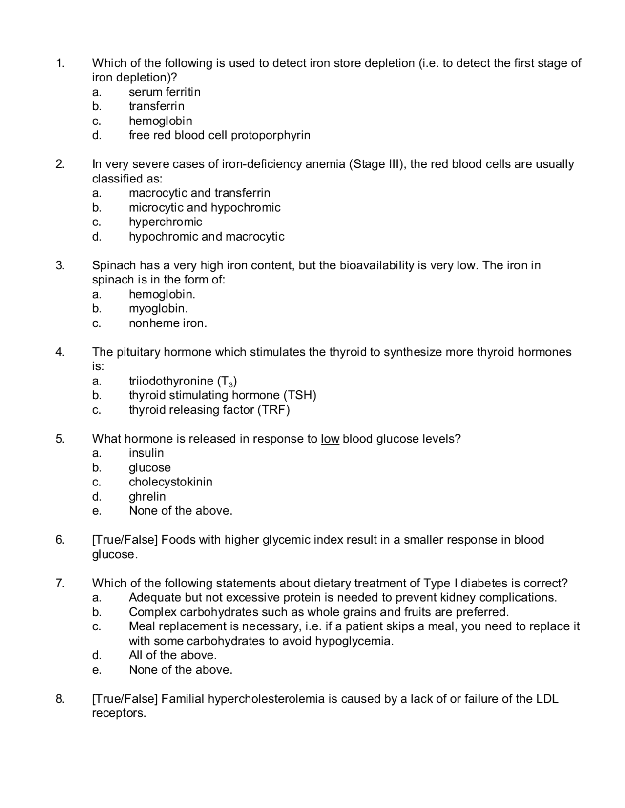 40 Multiple Choice Questions on Fundamentals of Nutrition | FN 31500 ...