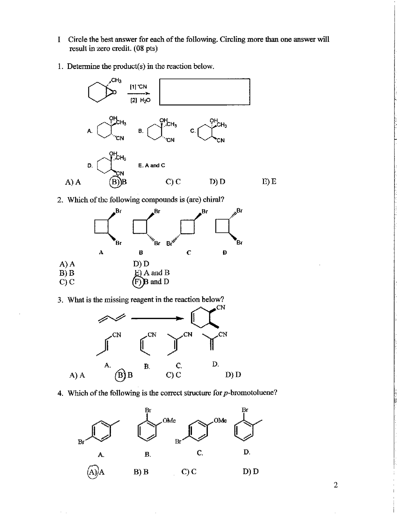 5 Solved Questions On Organic Chemistry I Exam 3 Chem 232 Docsity