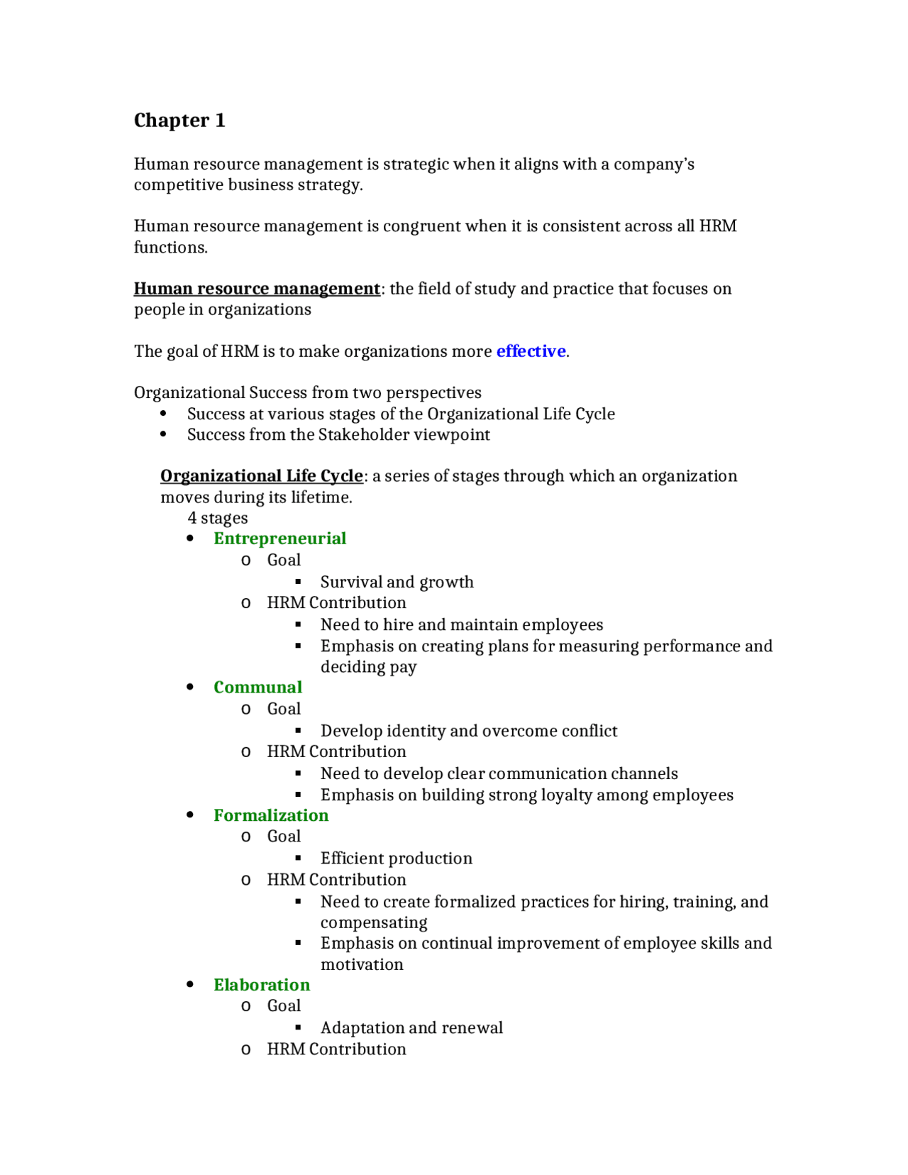 Lecture Notes On Human Resource Management Exam 1 Mgnt 323 Docsity