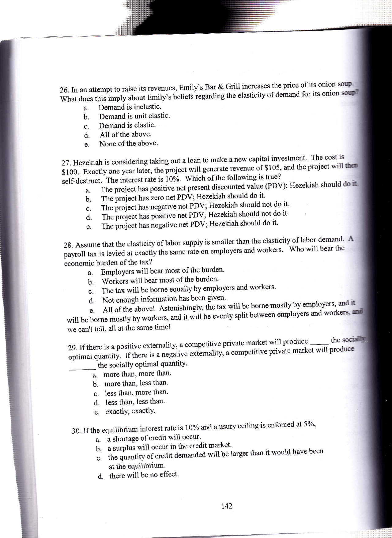 Introduction To Microeconomics Sample Final Exam Mcqs Ec 201 Docsity