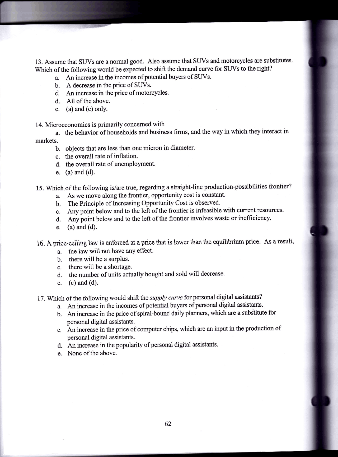 Midterm Exam Introduction To Microeconomics Ec 201 Docsity