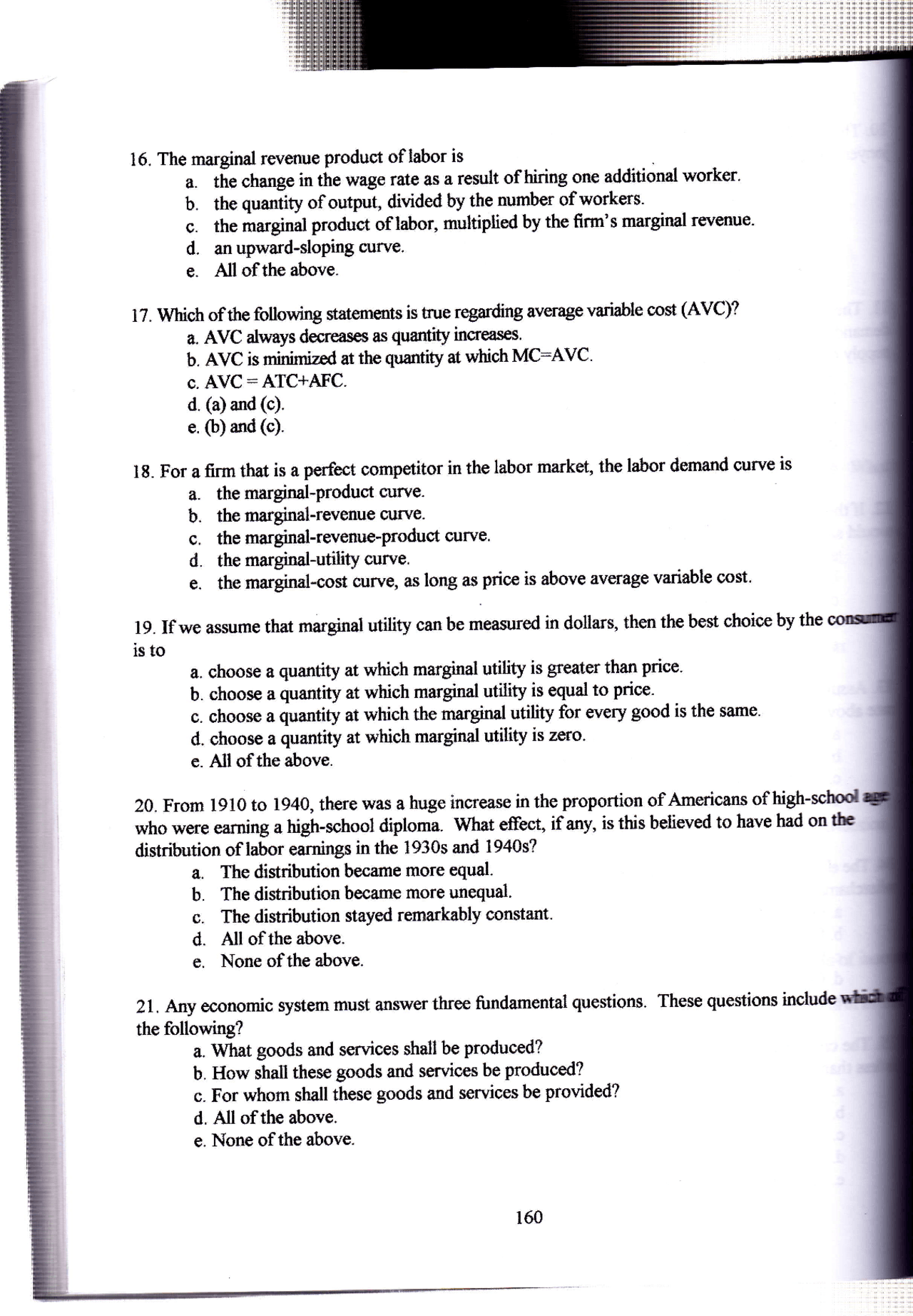 Book Exercise Mcqs Introduction To Microeconomics Ec 201 Docsity