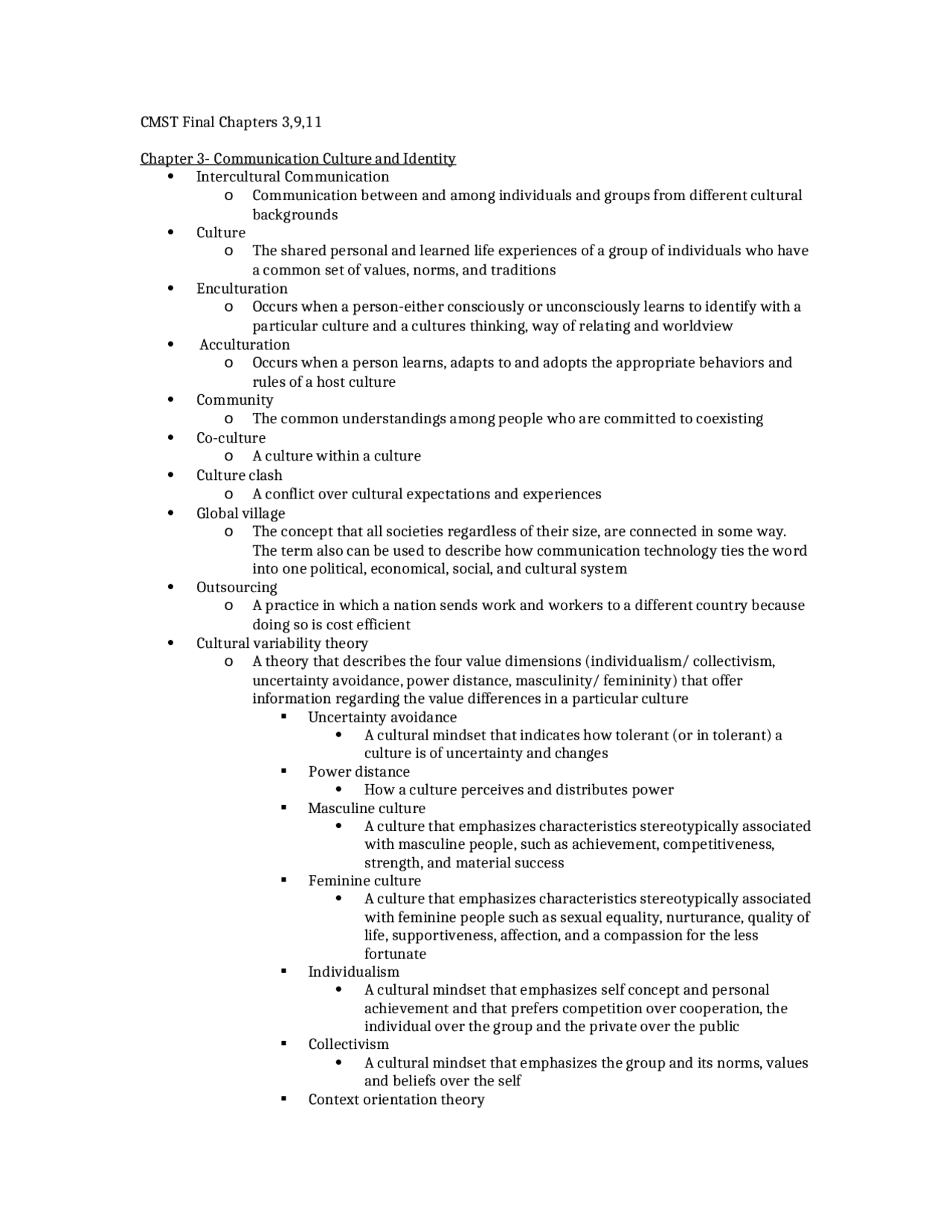 Review Sheet For Final Exam Interpersonal Communication Cmst 2010
