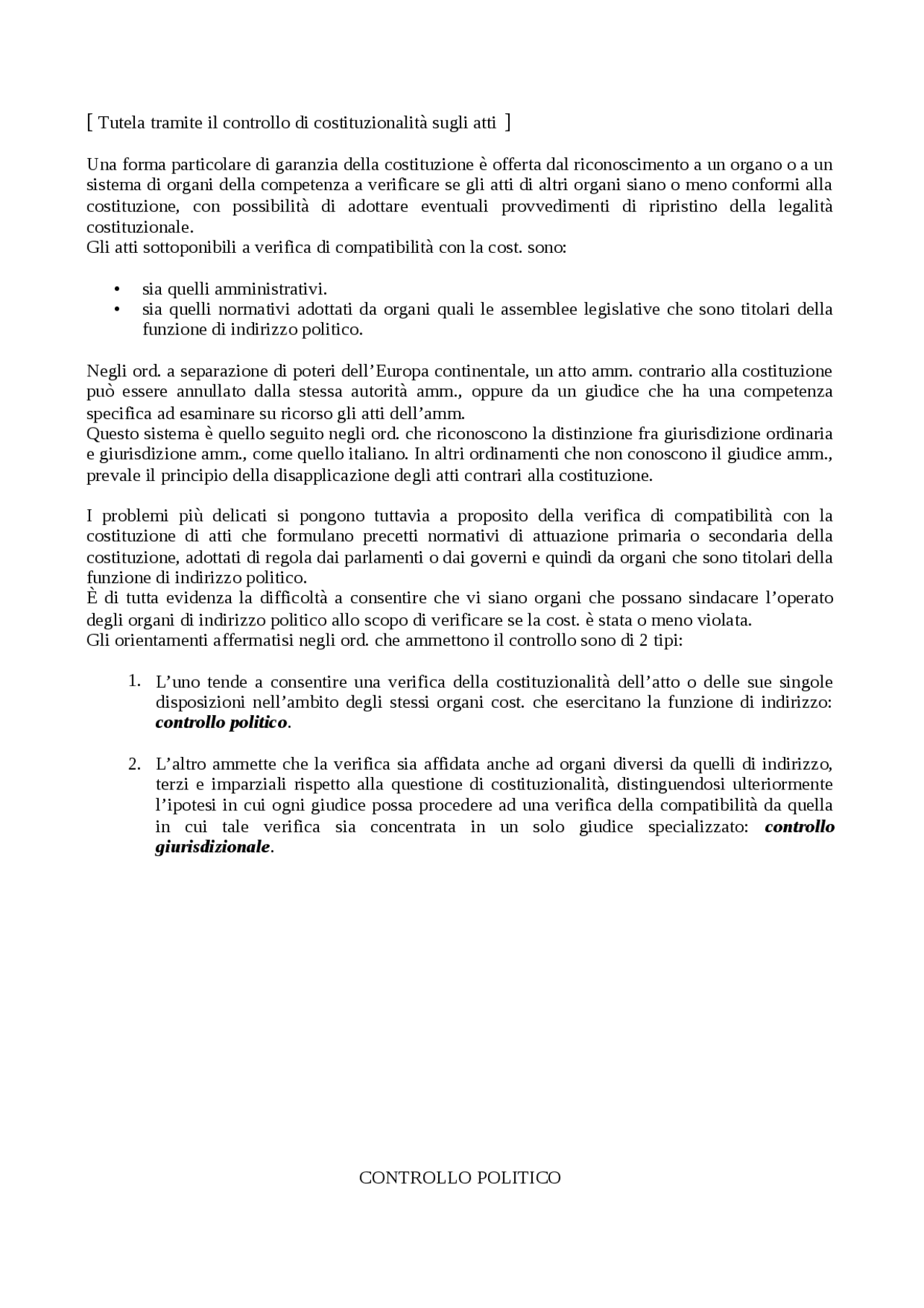 Riassunti Di Giustizia Cotituzionale Prof Cerri Docsity