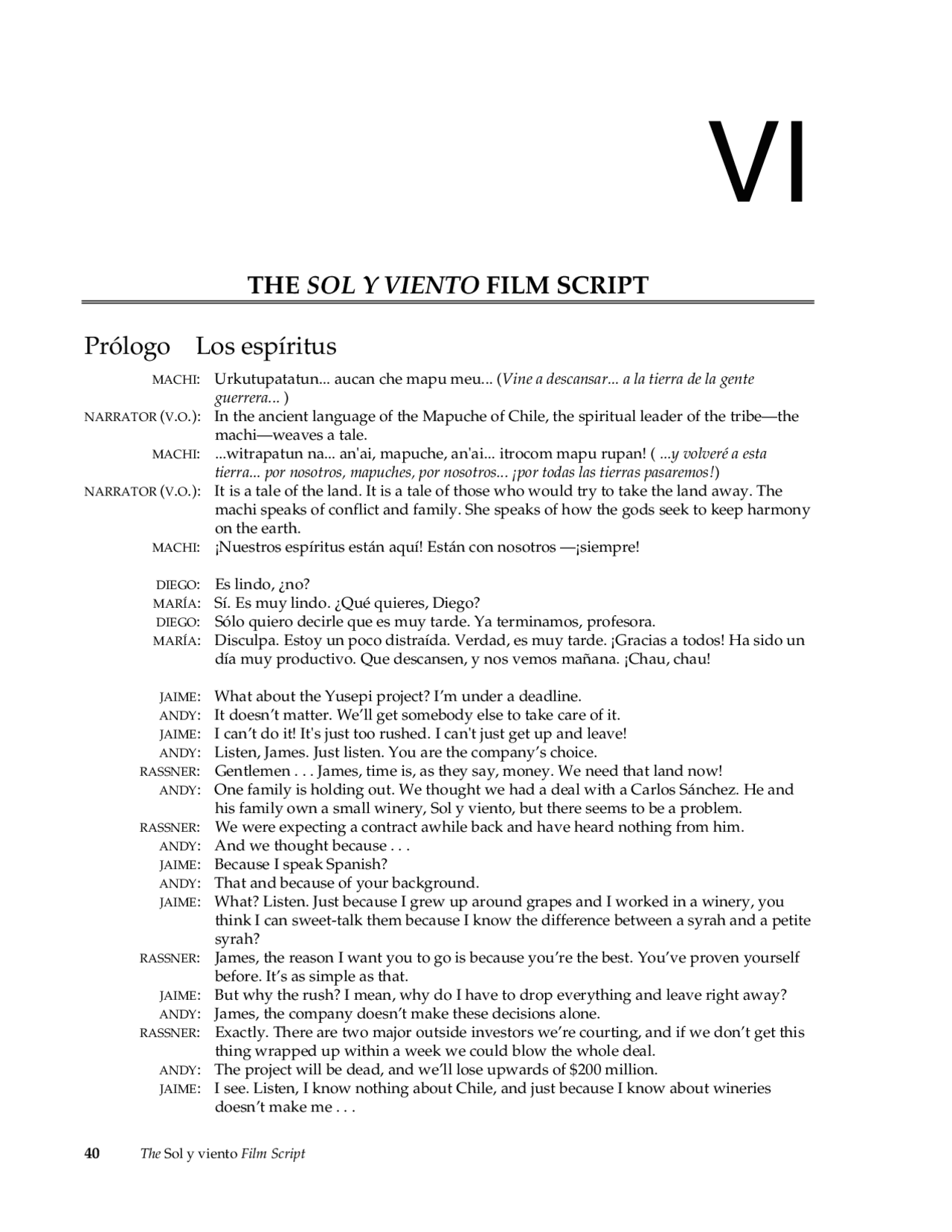 The Sol Y Viento Film Script - Intermediate Spanish | SPAN 103 - Docsity