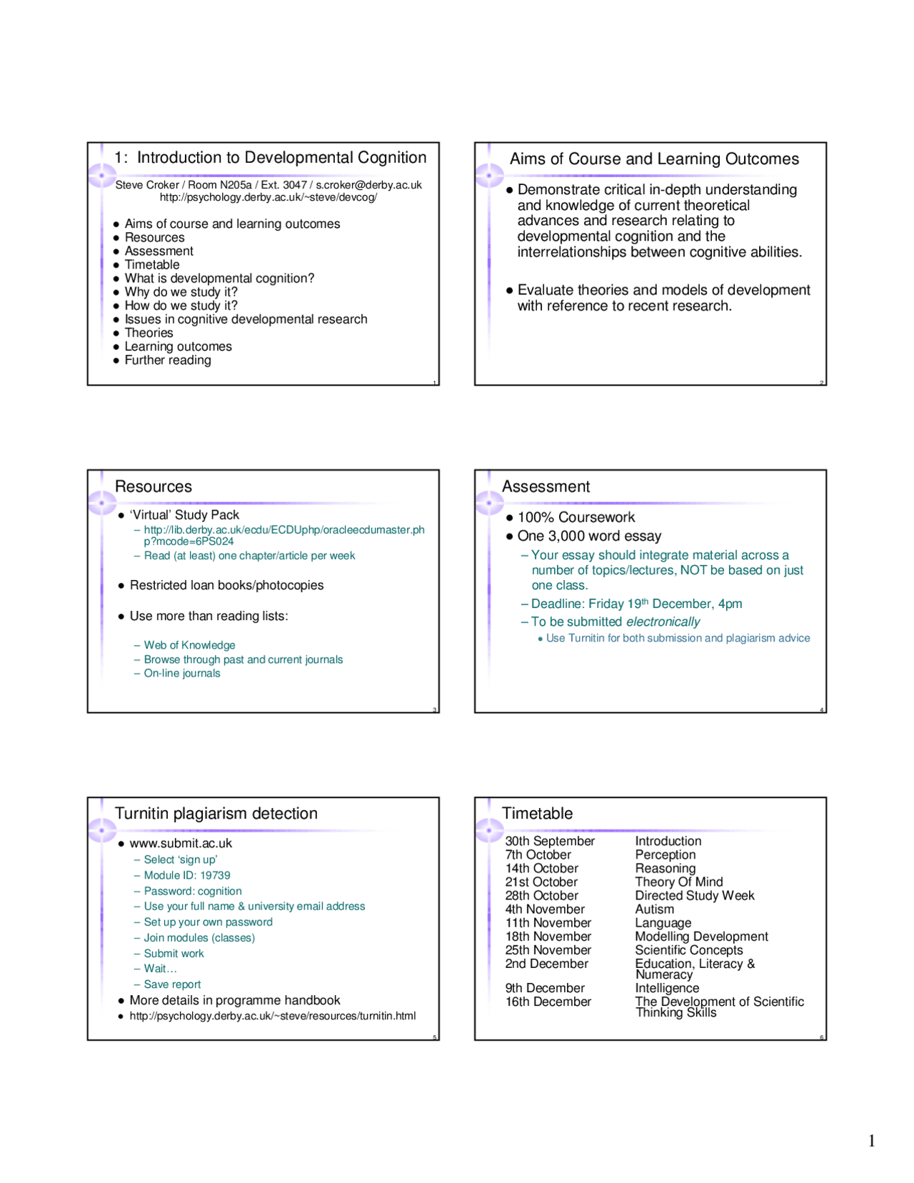 Developmental Cognition Introduction Lecture Notes Psychology Docsity